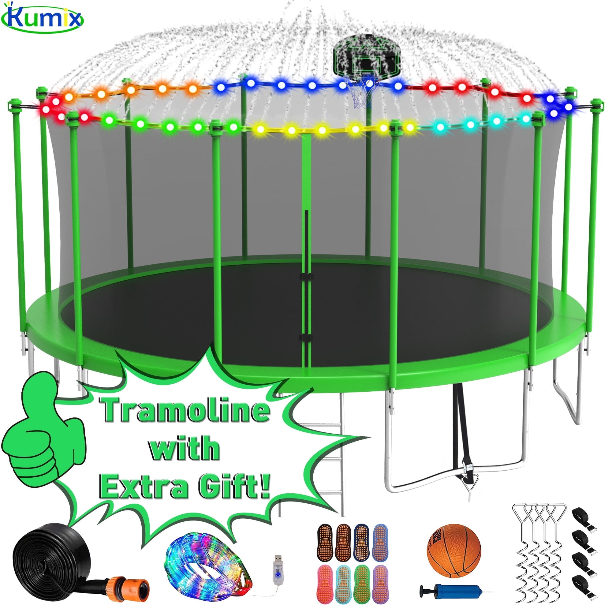 Kumix Trampoline 1500LBS 16 15 14 12 FT Trampoline for 7-8 Kids and ...
