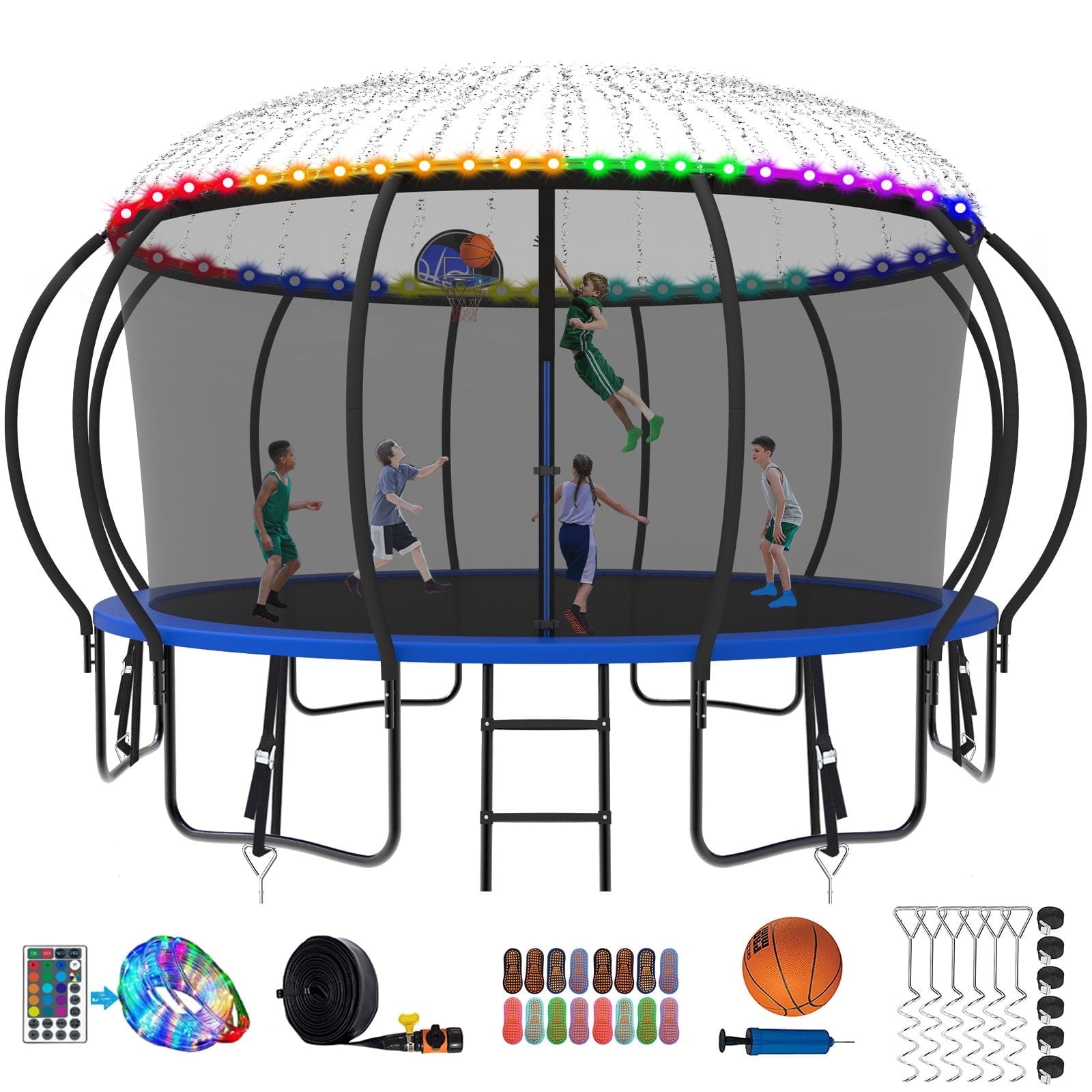 Kumix Trampoline 15FT, 1500LBS Trampoline for 8-9 Kids/4-5 Adults ...
