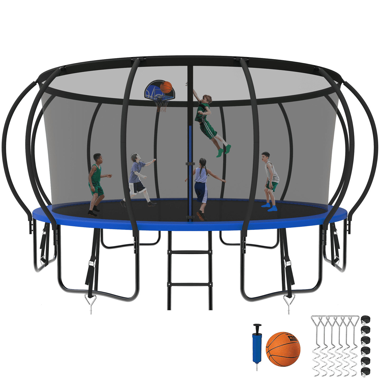 Kumix Trampoline 15FT 1500LBS Trampoline for 3-4 Adults/ 8-9 Kids ...