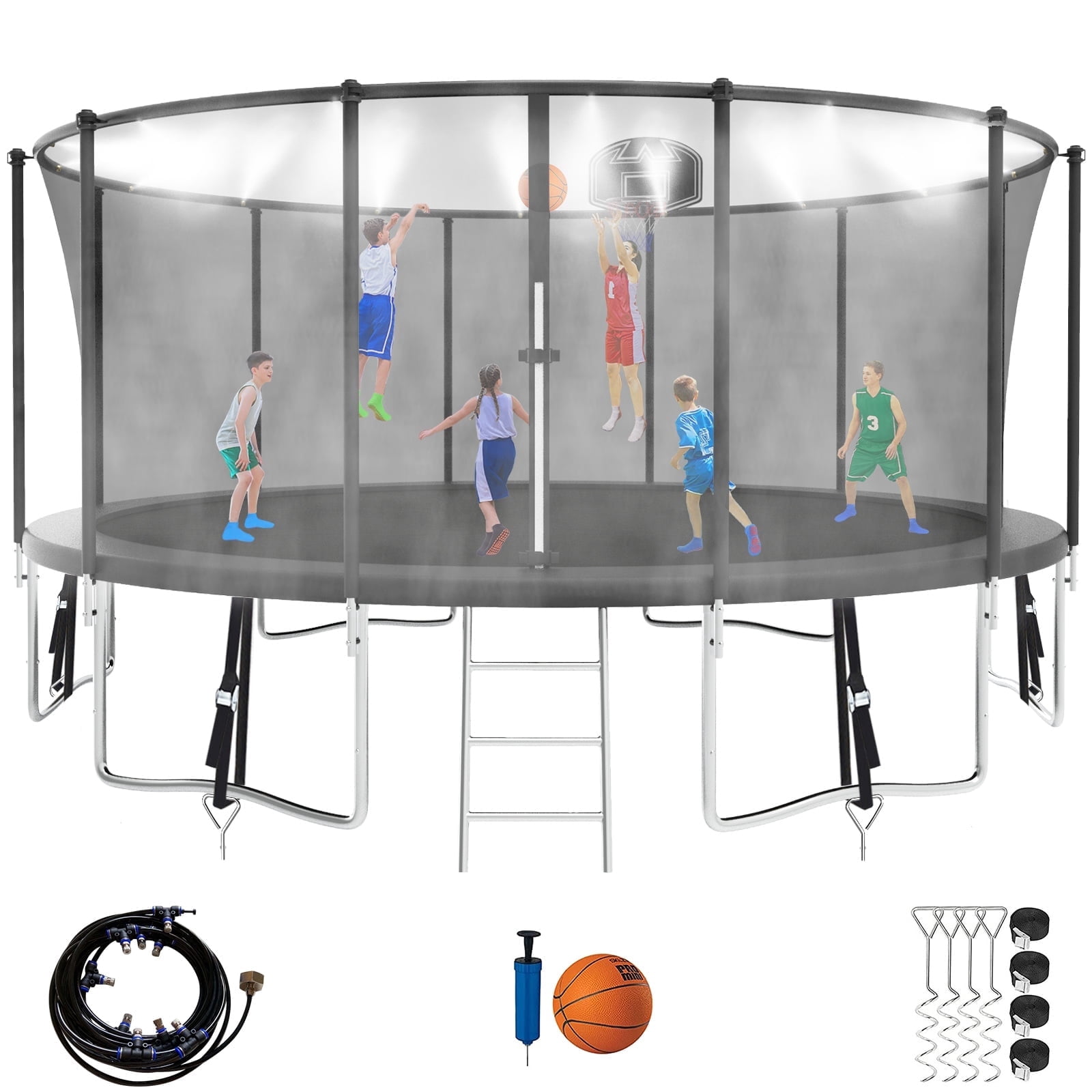Kumix Trampoline 16 15 14 12FT, Trampoline with Misting Cooling System ...
