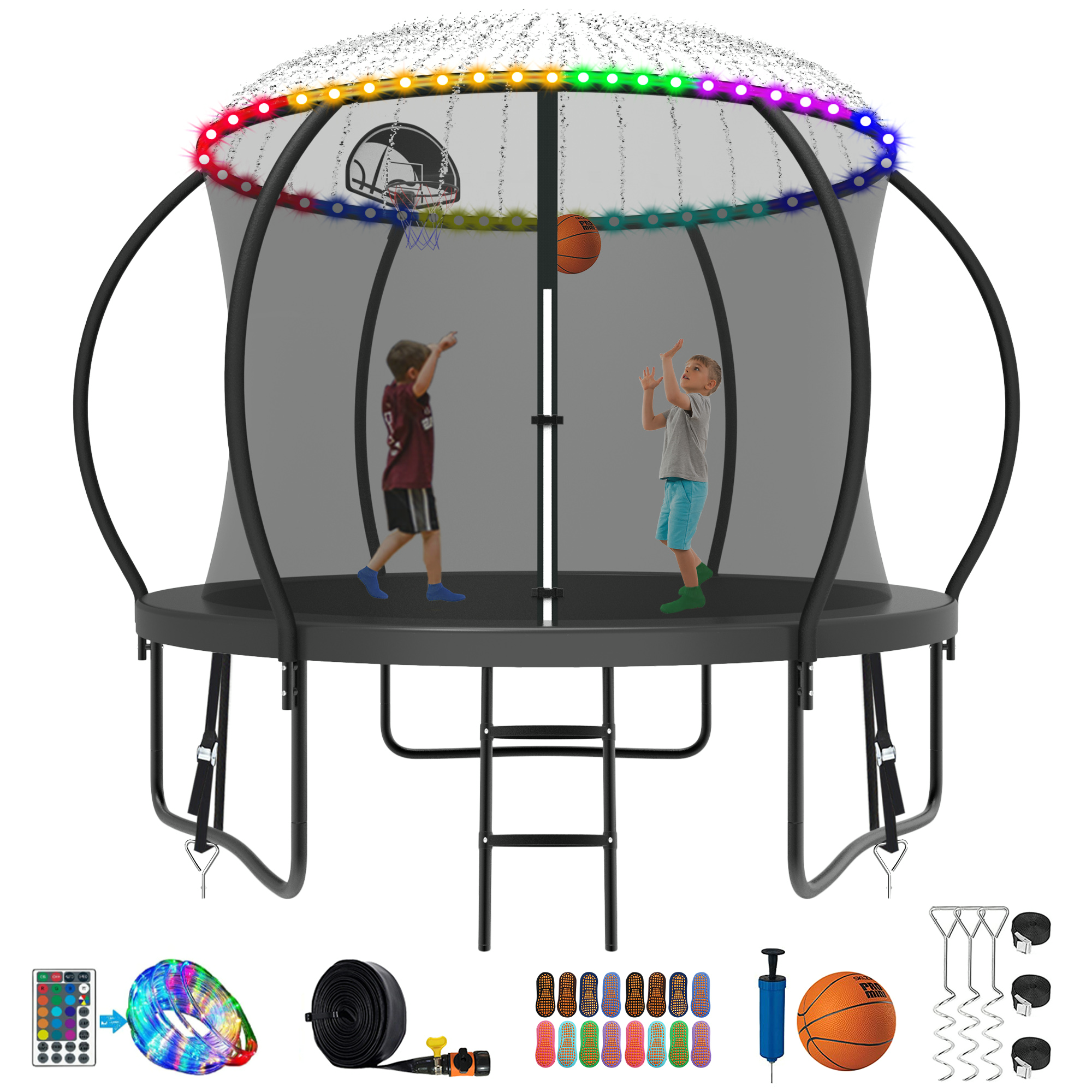 Kumix 8FT Trampoline, 800LBS Capacity, Kids Safe with Enclosure ...