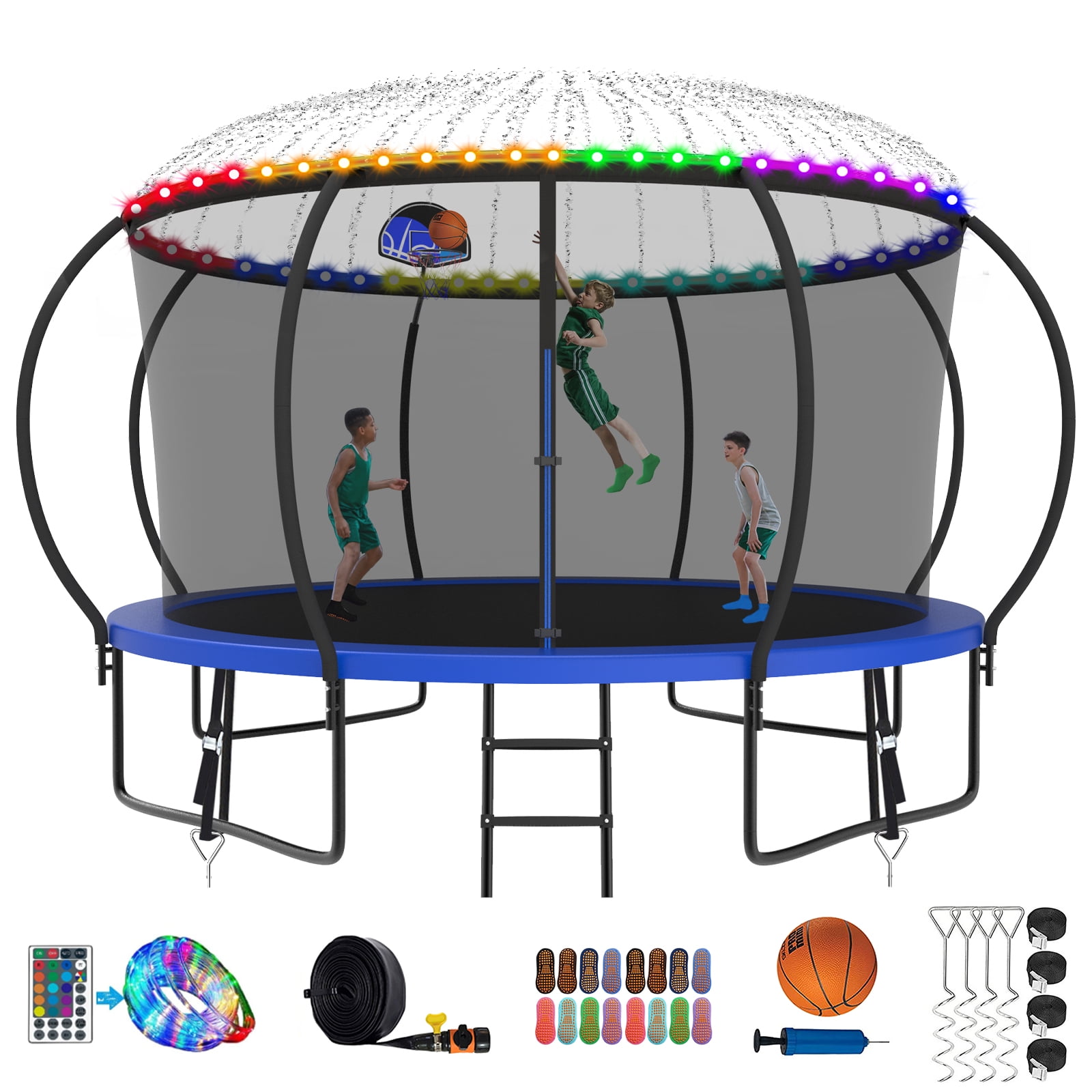 Kumix Trampoline with Enclosure Net for Kids Adults, 1200LBS 12FT ...