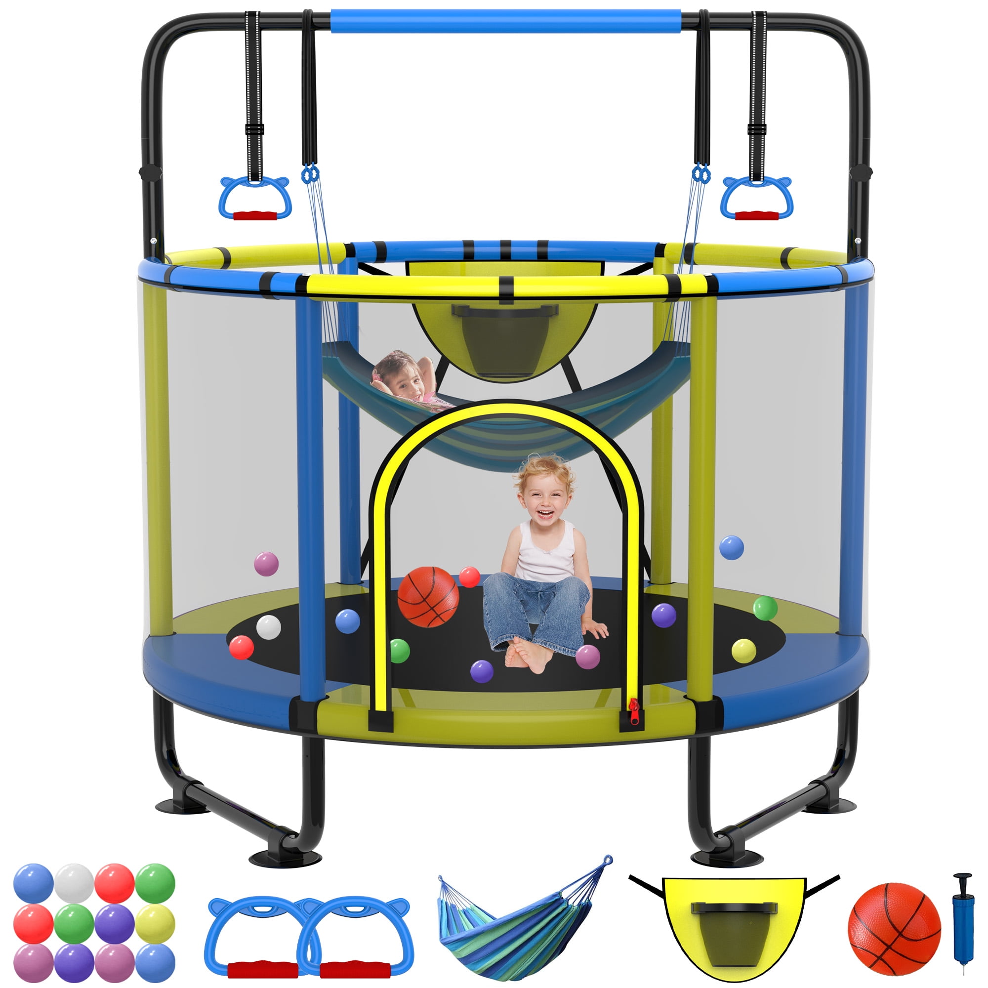 Kumix Trampoline for Kids, 60'' Toddler Trampoline with Enclosure ...