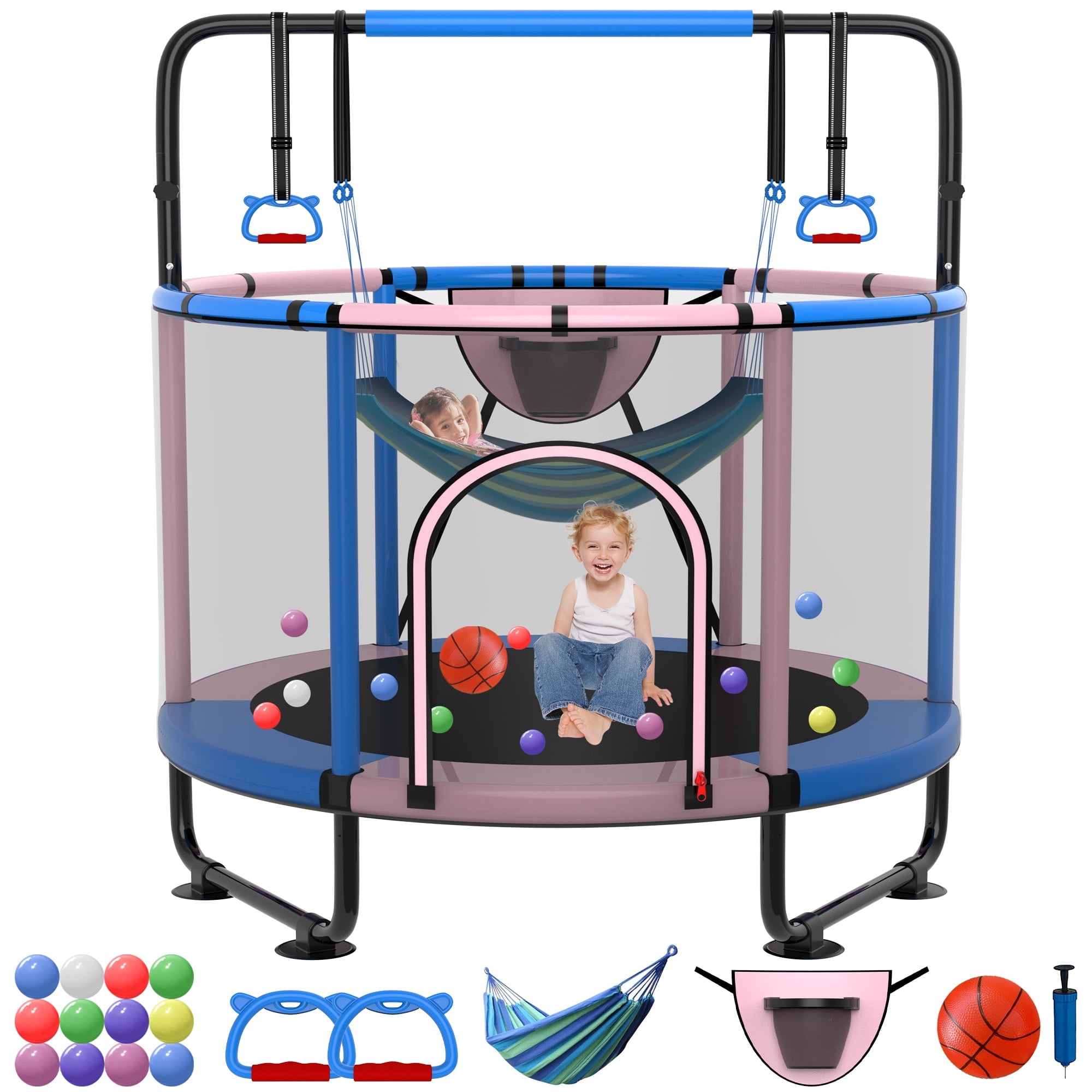 Kumix Trampoline for Kids, 60'' Toddler Trampoline with Enclosure ...