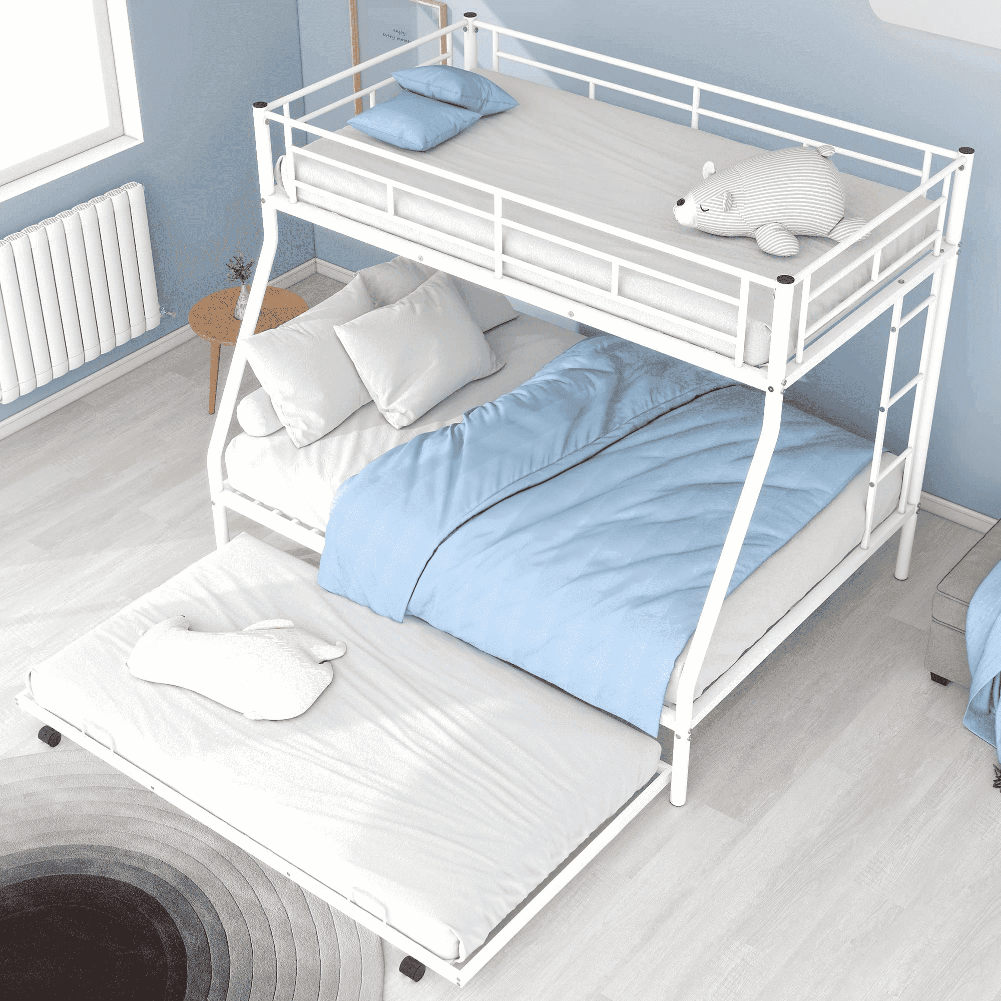 Jump Into Fun Bunk Bed for Kids & Adults, Twin over Full with Trundle ...
