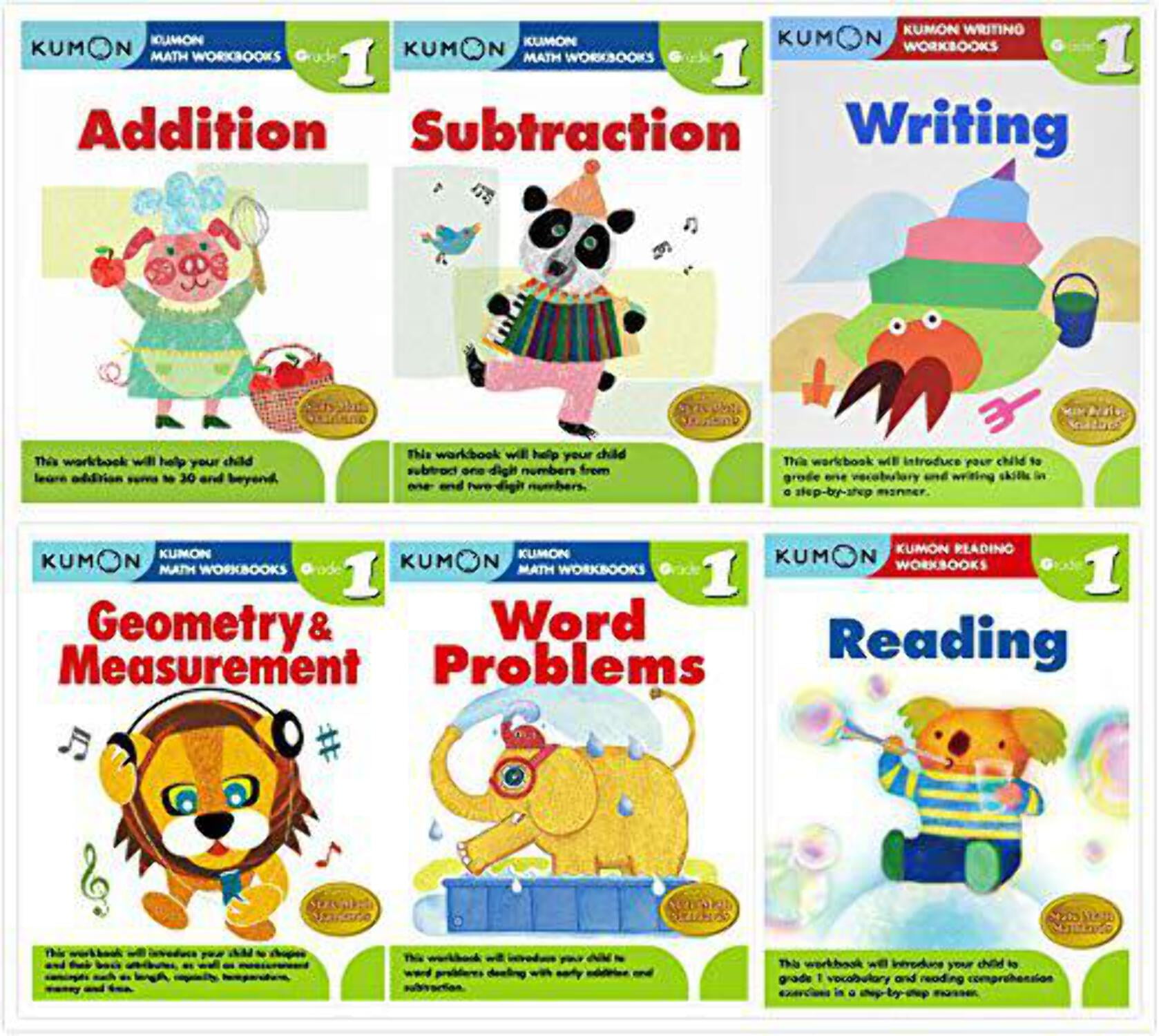 Kumon Grade 1 Complete Set (6 Workbooks) - Addition, Subtraction ...