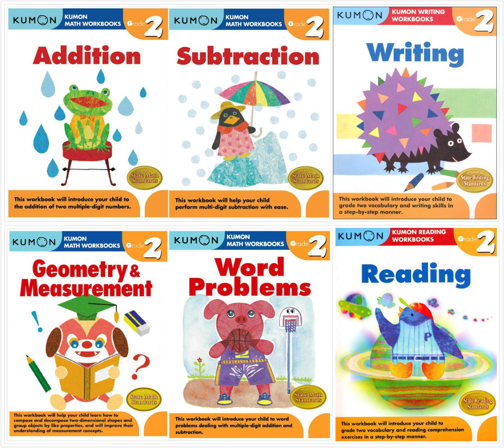 Kumon Grade 2 Complete Set (6 Workbooks) - Addition, Subtraction ...