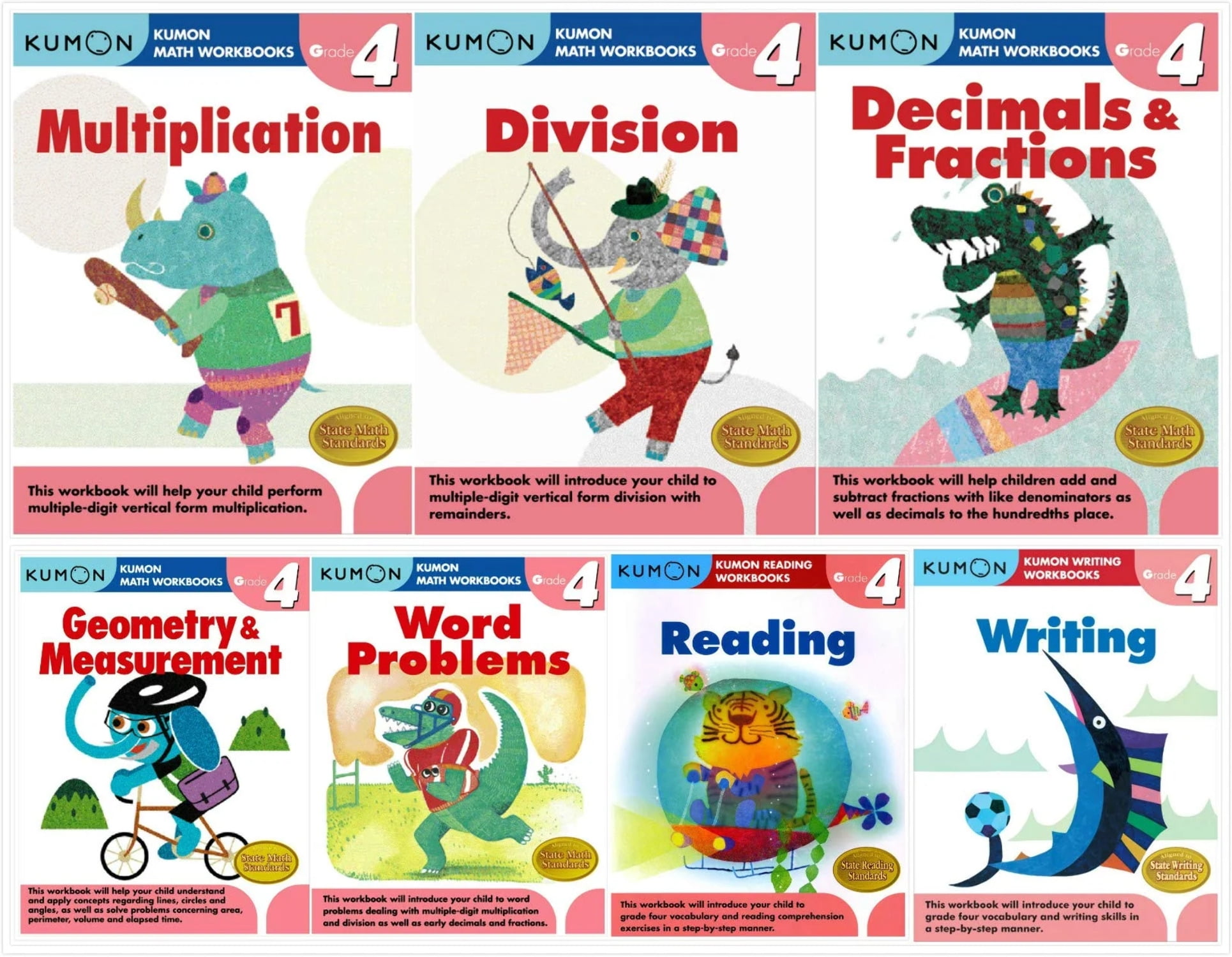 Kumon Grade 4 Complete Set (7 Workbooks) - Multiplication, Division ...