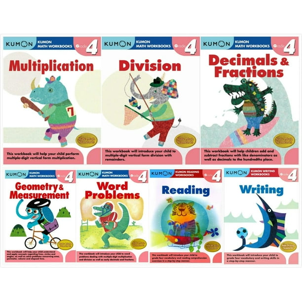 Kumon Grade 4 Complete Set (7 Workbooks) - Multiplication, Division ...