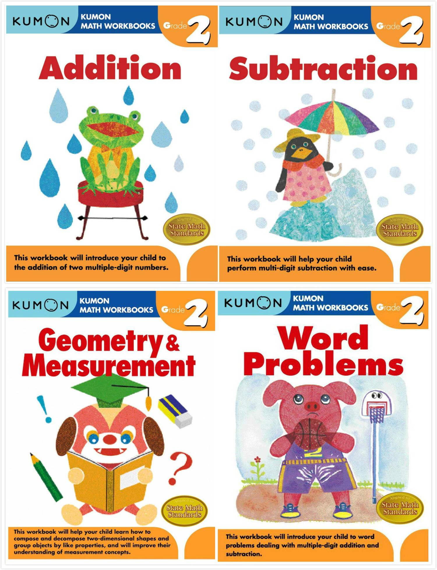 Kumon Math Workbooks Grade 2 Set (4 books) - Addition, Subtraction ...