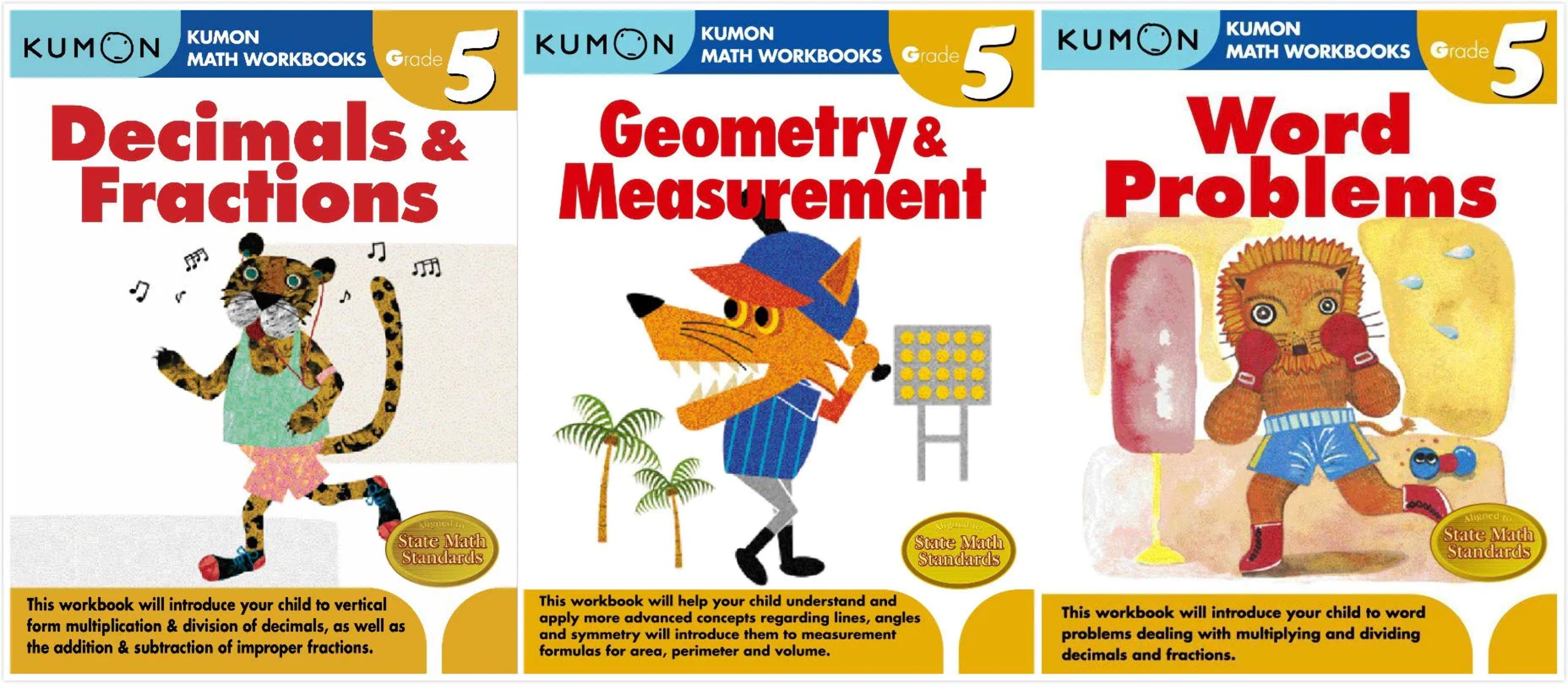 Kumon Math Workbooks Grade 5 Set (3 Books)- DecimalsFractions ...
