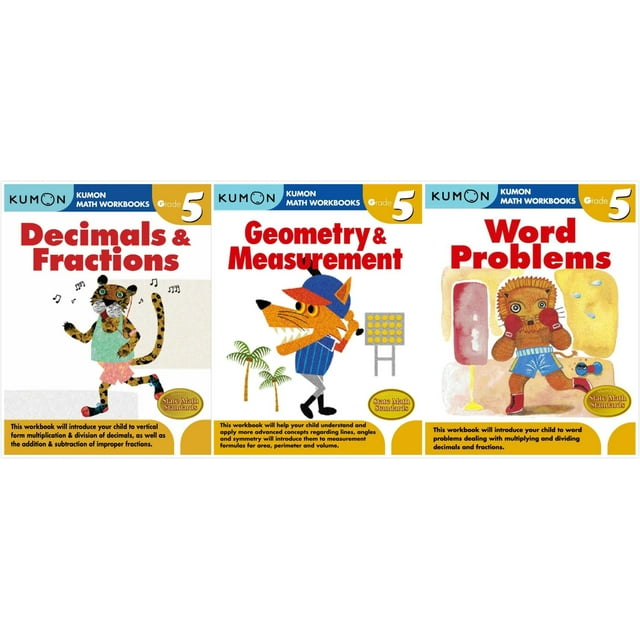 Kumon Math Workbooks Grade 5 Set (3 Books)- DecimalsFractions ...