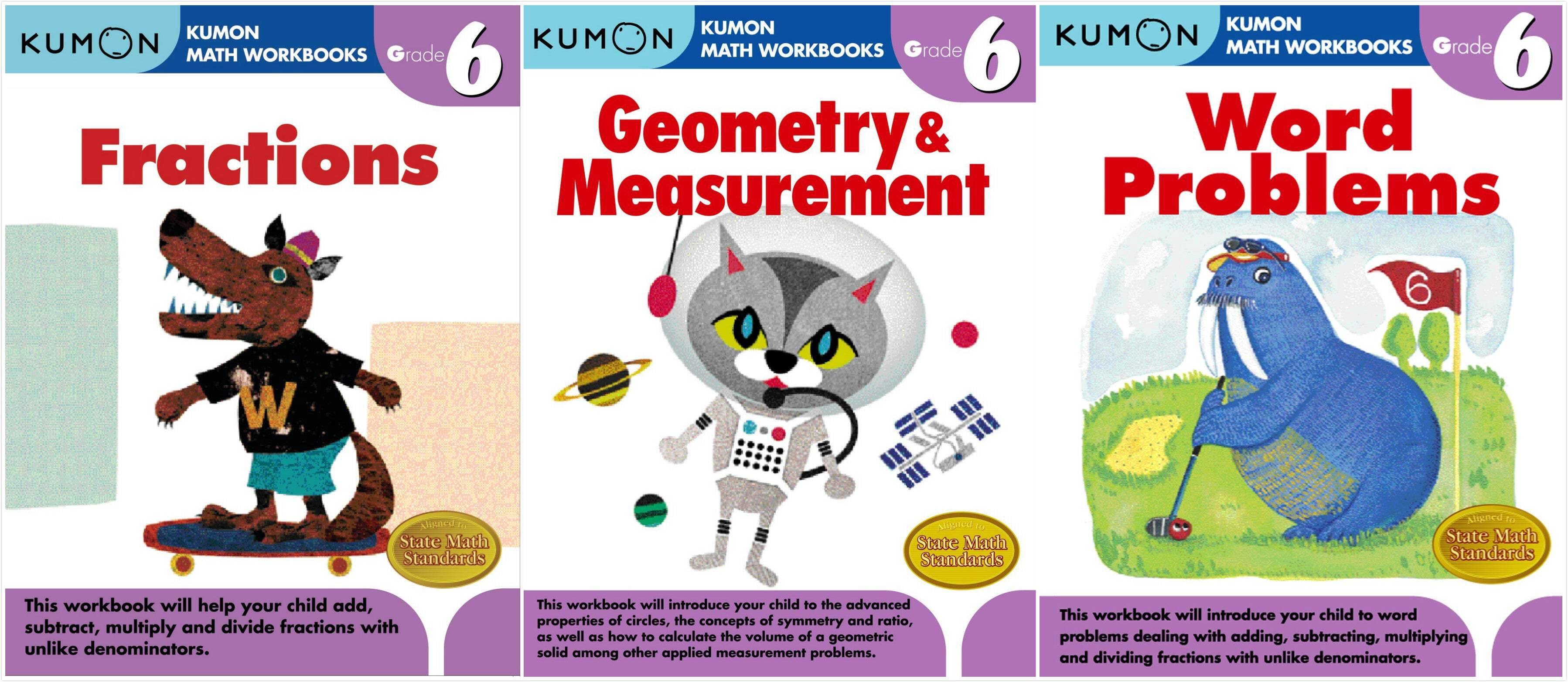 Kumon Math Workbooks Grade 6 Set (3 Books) - Fractions ...