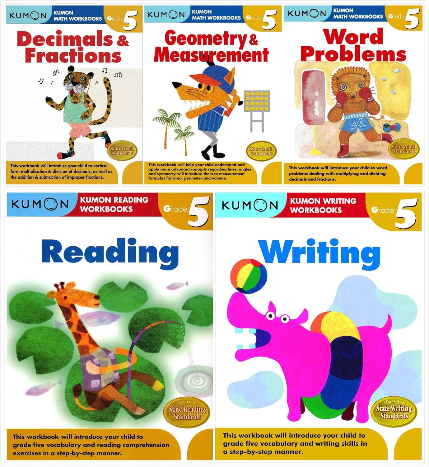 Kumon Workbooks Grade 5 Complete Set (5 Books) - Decimals&Fractions ...