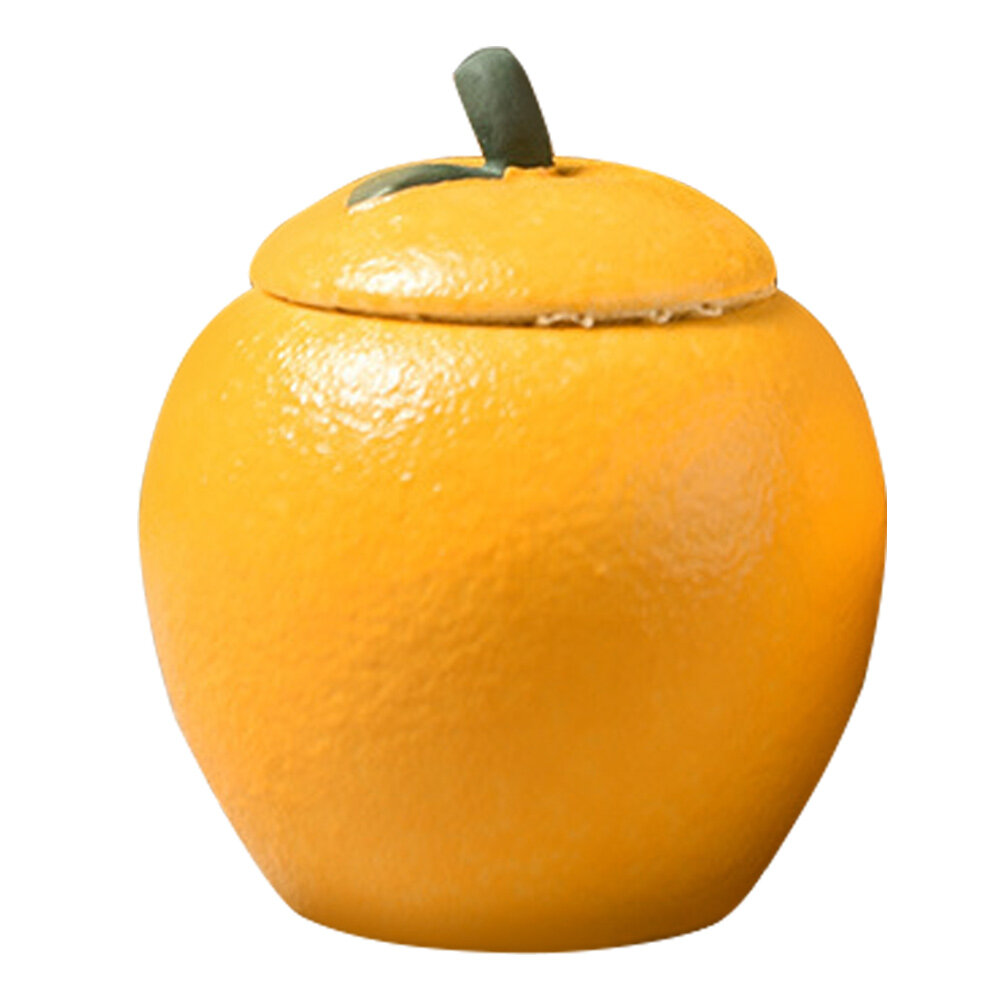 Kumquat Ceramic Jar Coffee Beans Storage Tea Can with Lid Portable ...