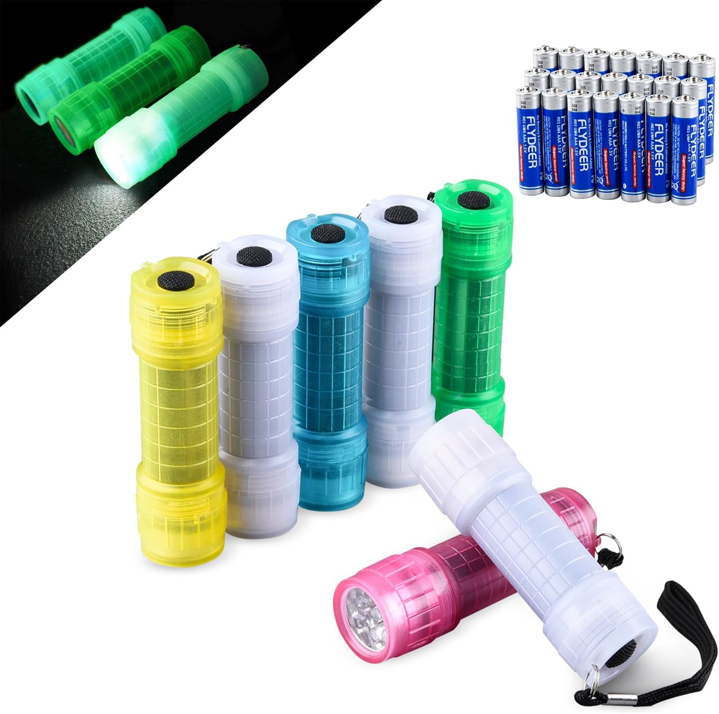 KunHe 7 Pack Glow in Dark Flashlights Mini 9-LED Flashlight for Kids ...