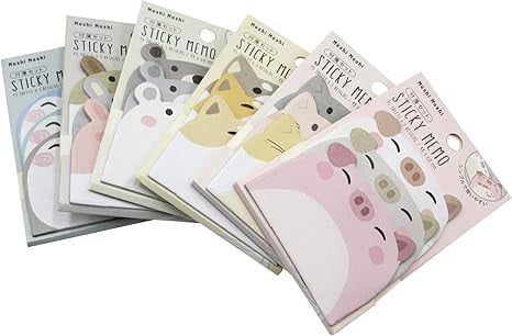 KunMing Cute Sticky Notes, Cartoon Animal Shapes, Self-Stick Memo Pads ...