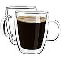 KunMing Glass Double Wall Mug,Latte Mug for Tea,Coffee,Beverages 2-Pack ...