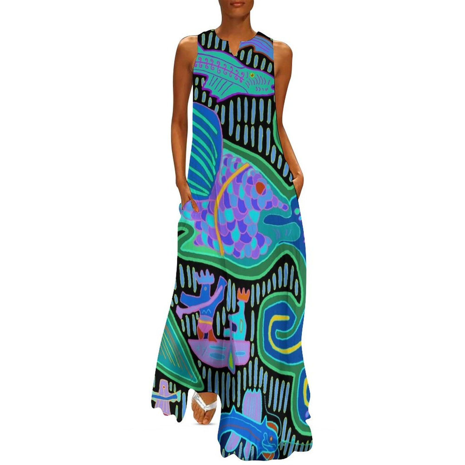 Kuna Indian Octopus and Fishermen Long Dress elegant women's sets Party ...