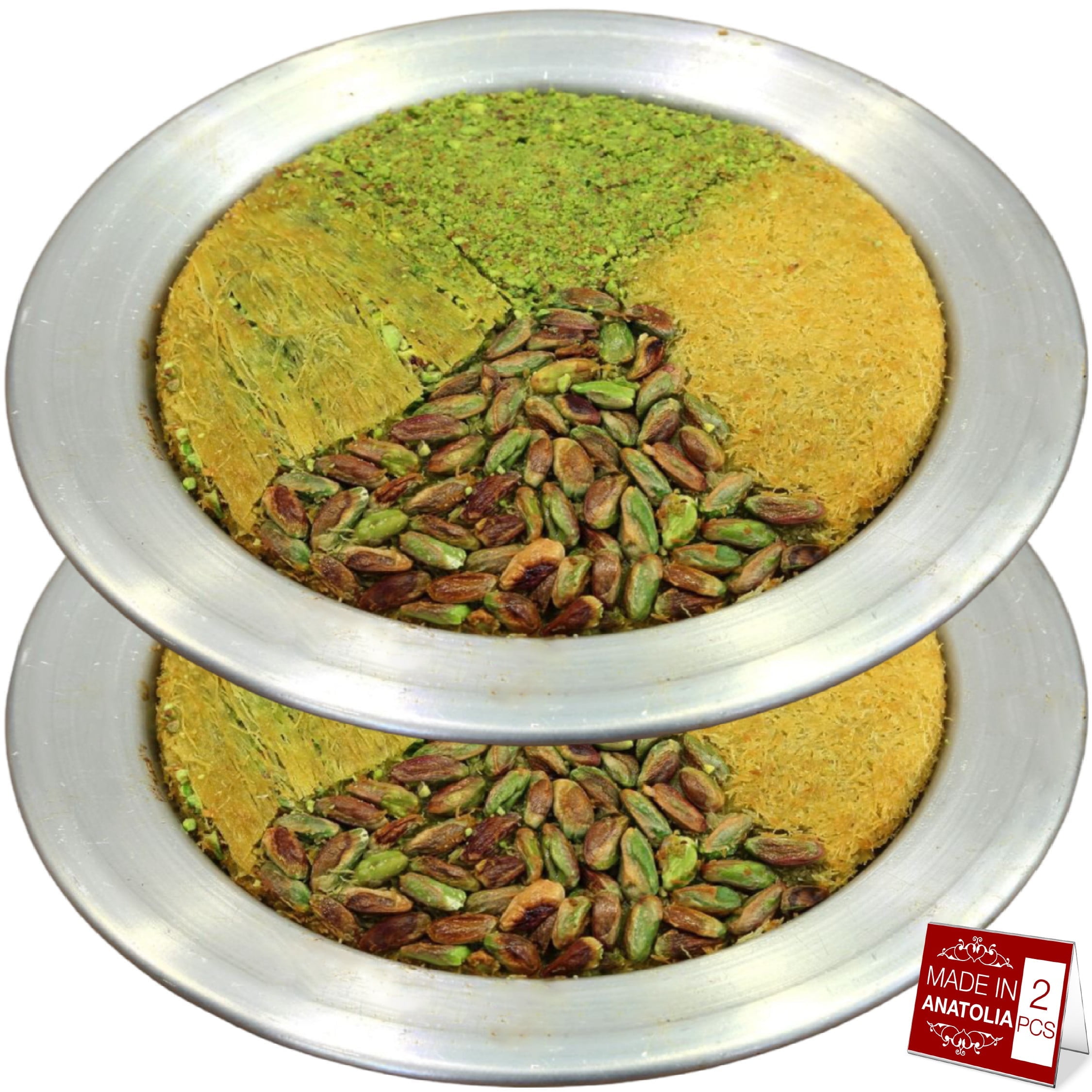 HES Group Kunafa Dessert Serving Plate Set of 3, 6.5" Silver Aluminum ...