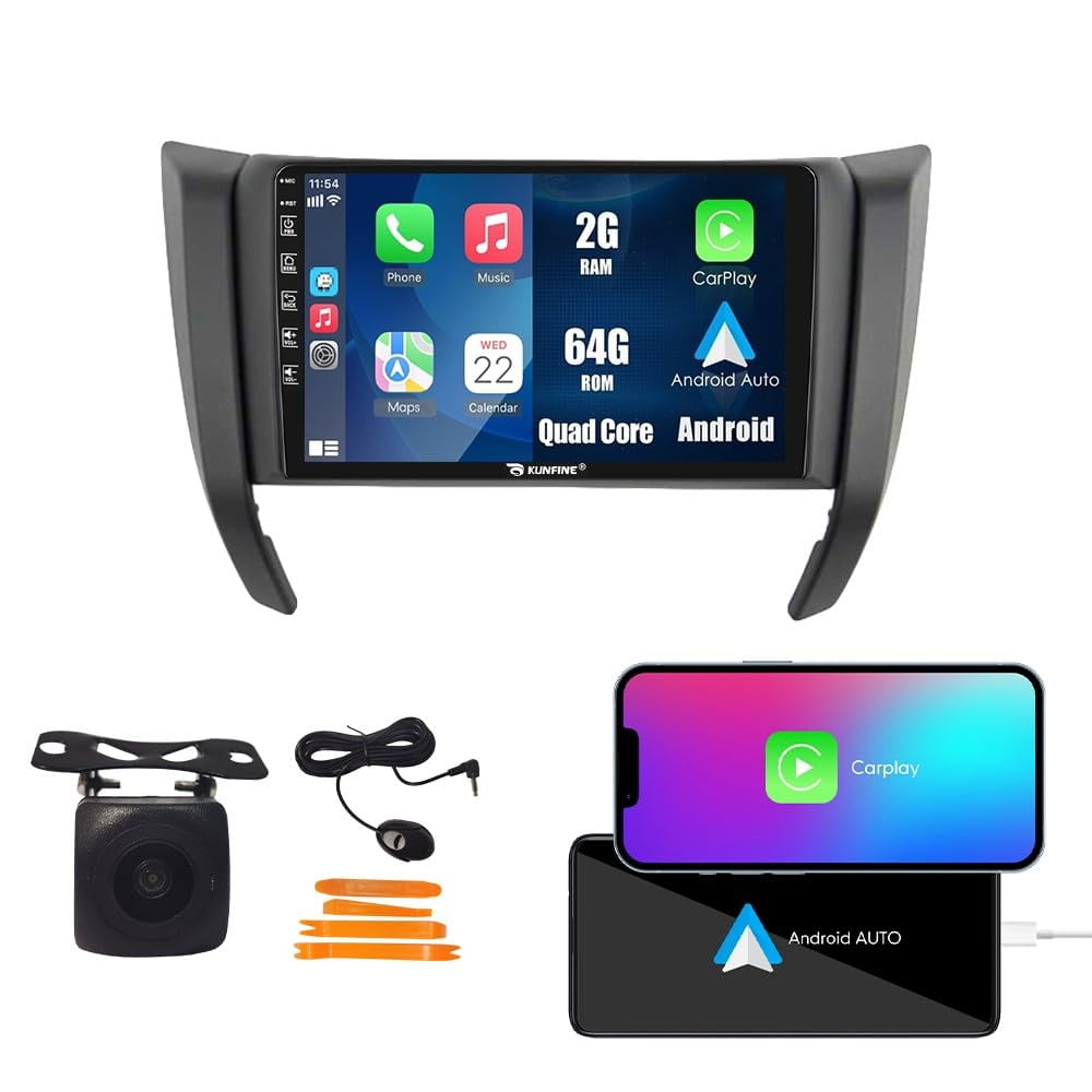 Kunfine Car CarPlay Android Auto Navigation Stereo GPS Camera Display 9" IPS Touchscreen ...