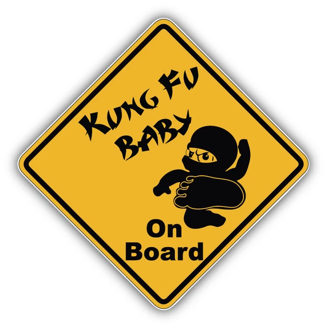Kung Fu Baby On Board Sign Sticker Phone Decal Water Bottle Stickers ...