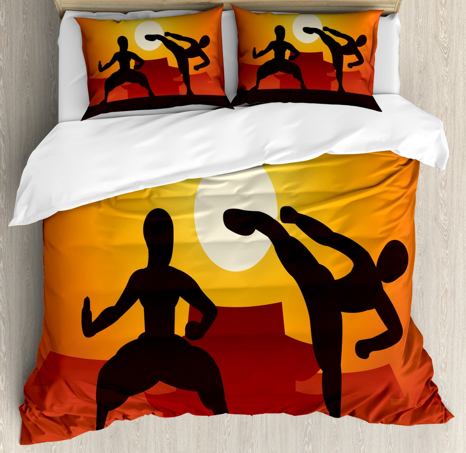 Kung Fu Duvet Cover Set Queen Size, Chinese Boxing Sports Martial Art ...