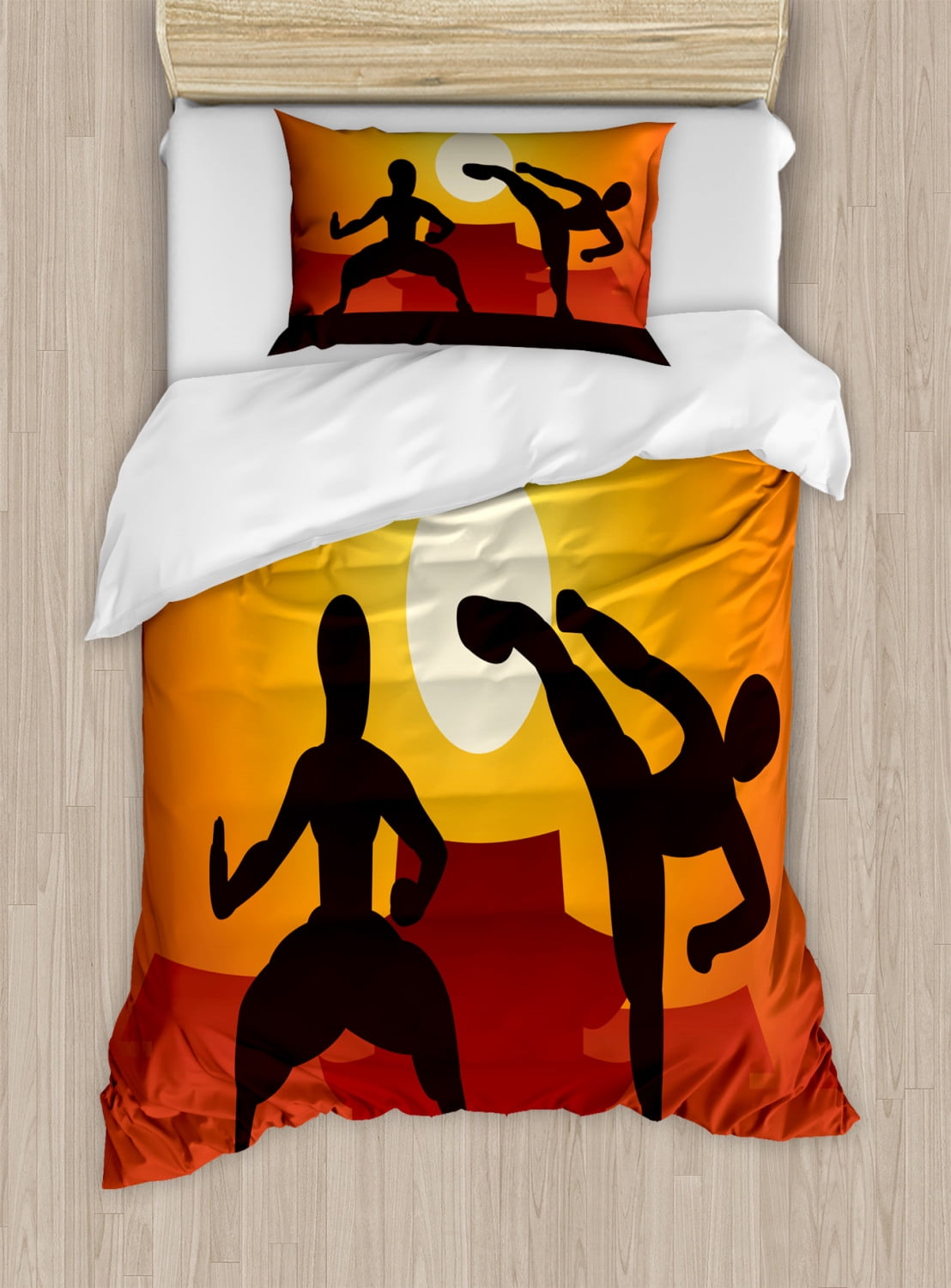 Kung Fu Duvet Cover Set Twin Size, Chinese Boxing Sports Martial Art ...