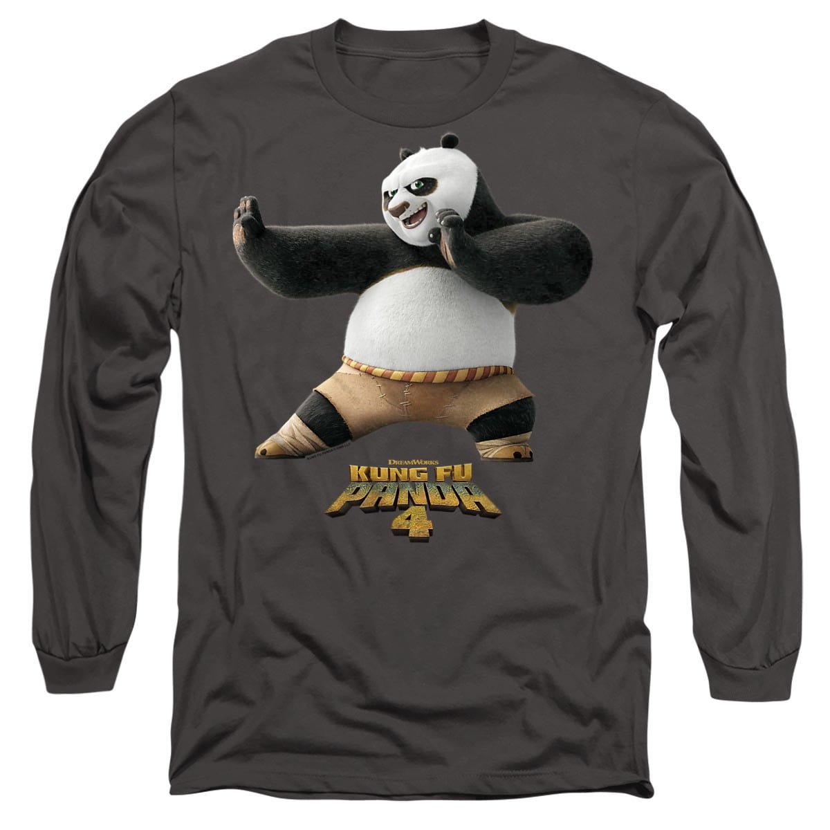 Kung Fu Panda 4 Po and Logo Unisex Adult Long-Sleeve T Shirt, Charcoal ...