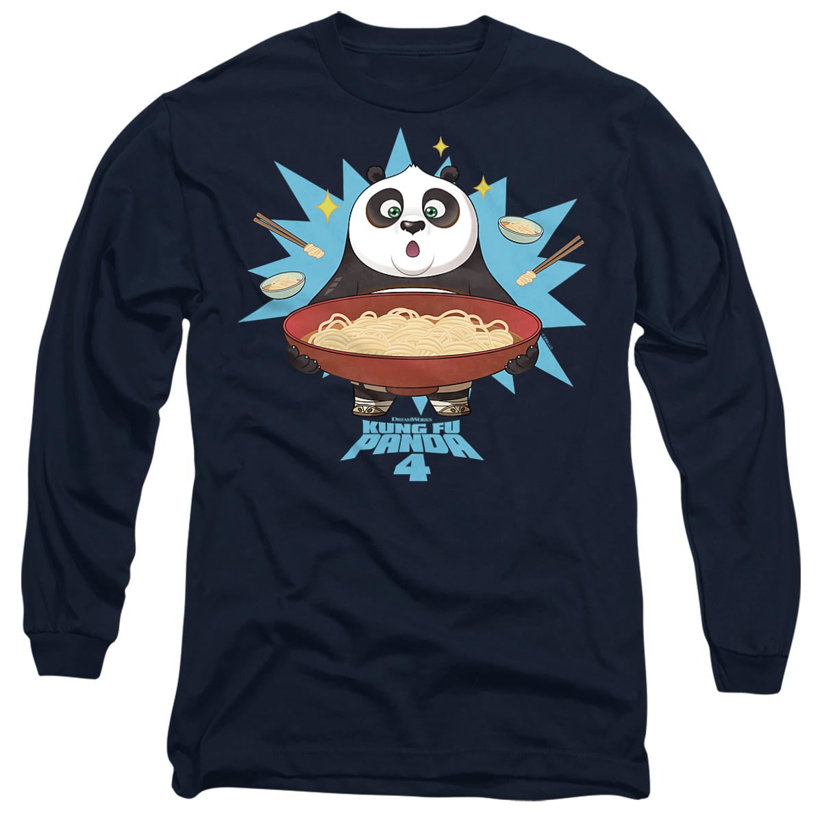 Kung Fu Panda 4 Po and Pasta Unisex Adult Long-Sleeve T Shirt, Navy ...