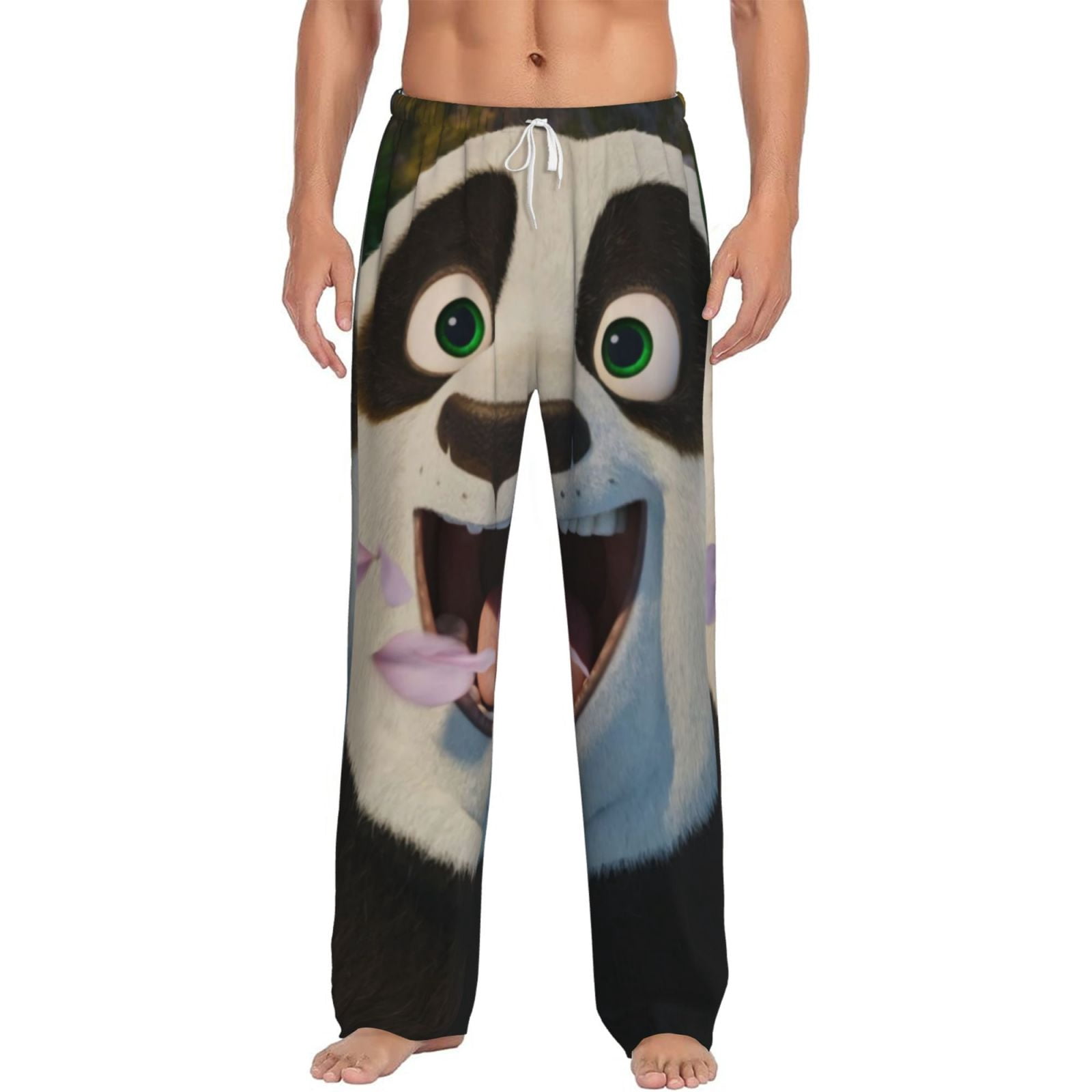 Kung Fu Panda Anime Cartoon All-Over Print Men'S Black Pajama Pants ...