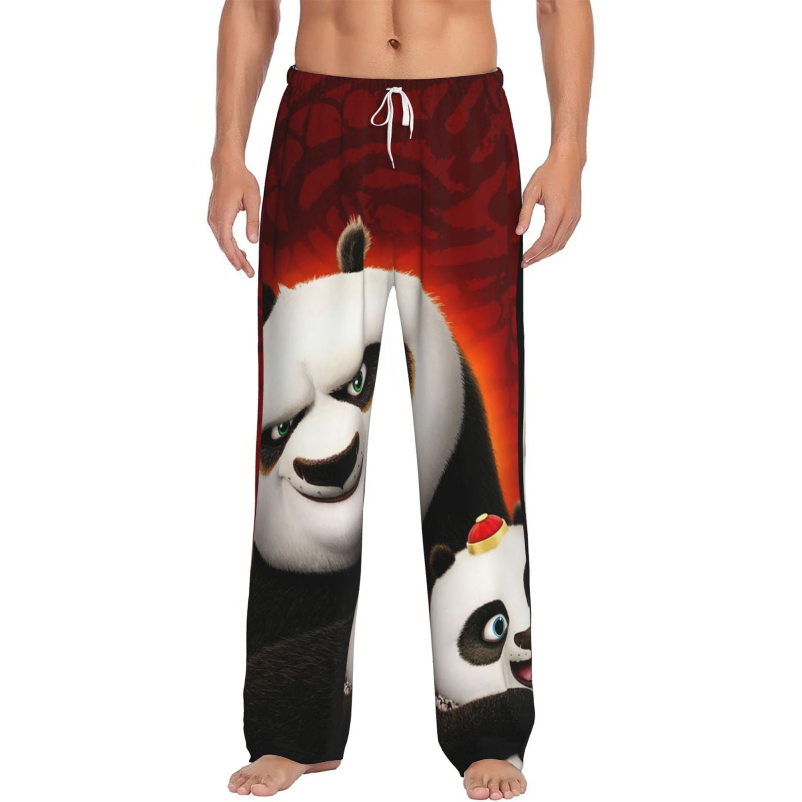 Kung Fu Panda Anime Cartoon All-Over Print Men'S Black Pajama Pants ...