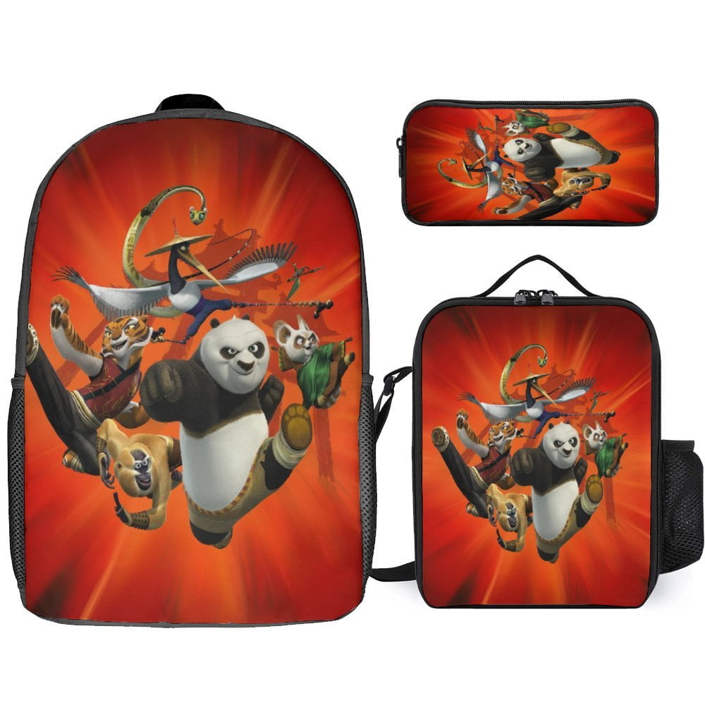 Kung Fu Panda Backpack With Lunch Bag Pencil Bag 3D Printing Cartoon ...