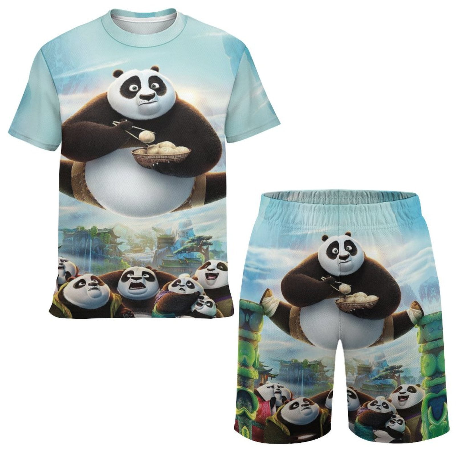 Kung Fu Panda Kids Short Sleeve T-Shirt And Shorts Outfit Set Athletic ...