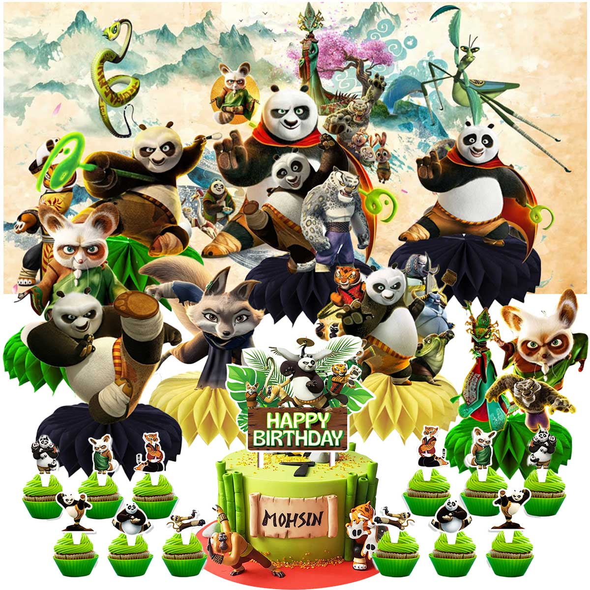 Kung Fu Panda Party Decorations Decor Supplies Honeycomb Centerpieces ...