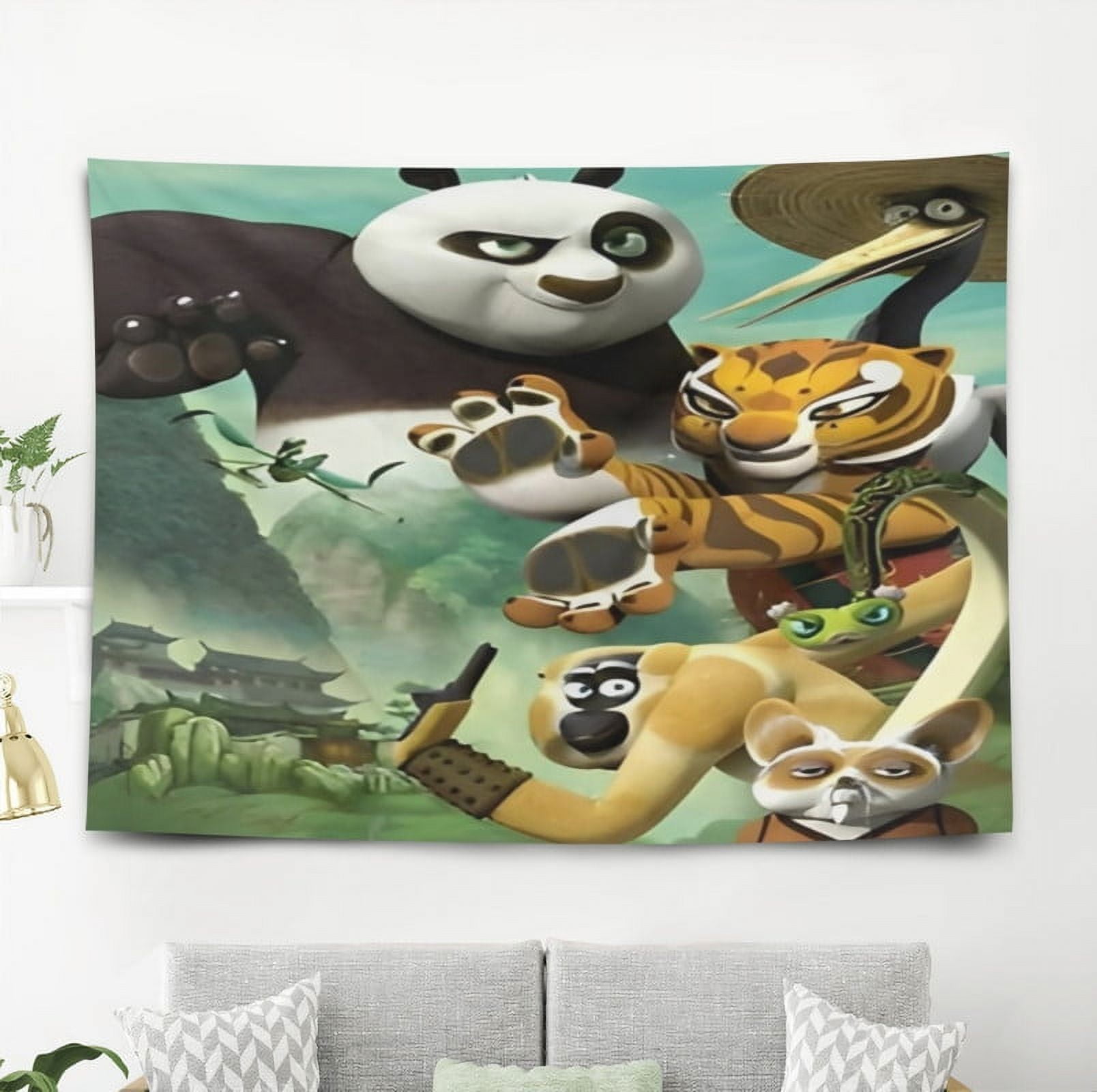 Kung Fu Panda pattern wall hanging 50*60 inches high-quality peach skin ...
