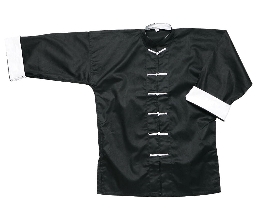 Kung Fu Tai Chi Uniform Jacket Black with White Knot Cord Frogs buttons ...
