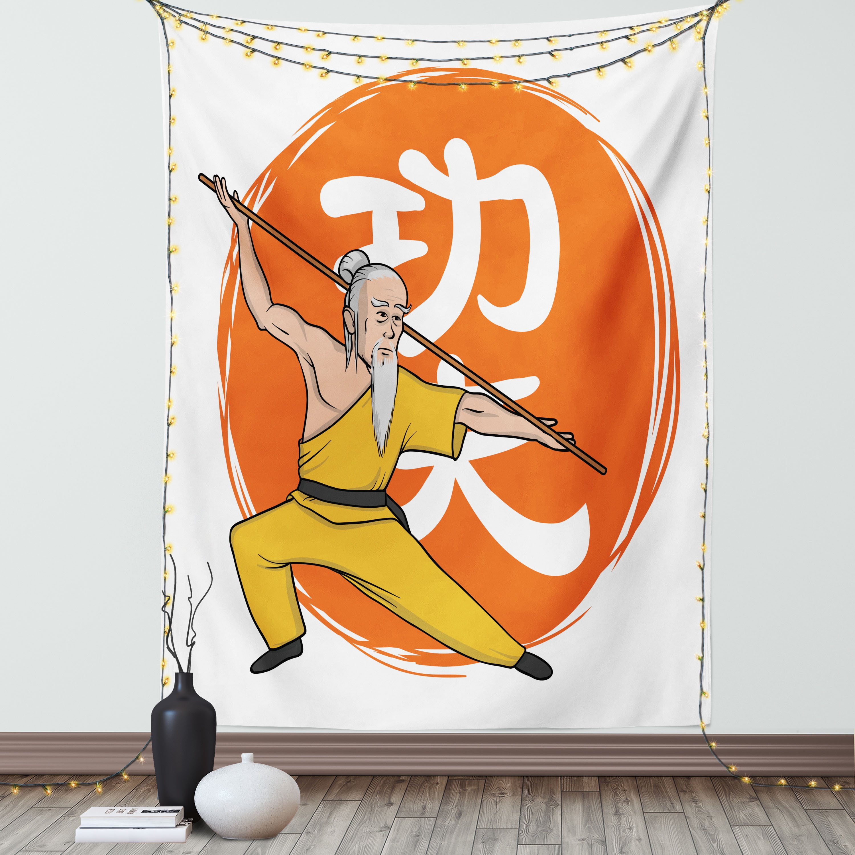Kung Fu Tapestry, Shaolin Monk Practicing Wushu on Ethnic Japanese ...