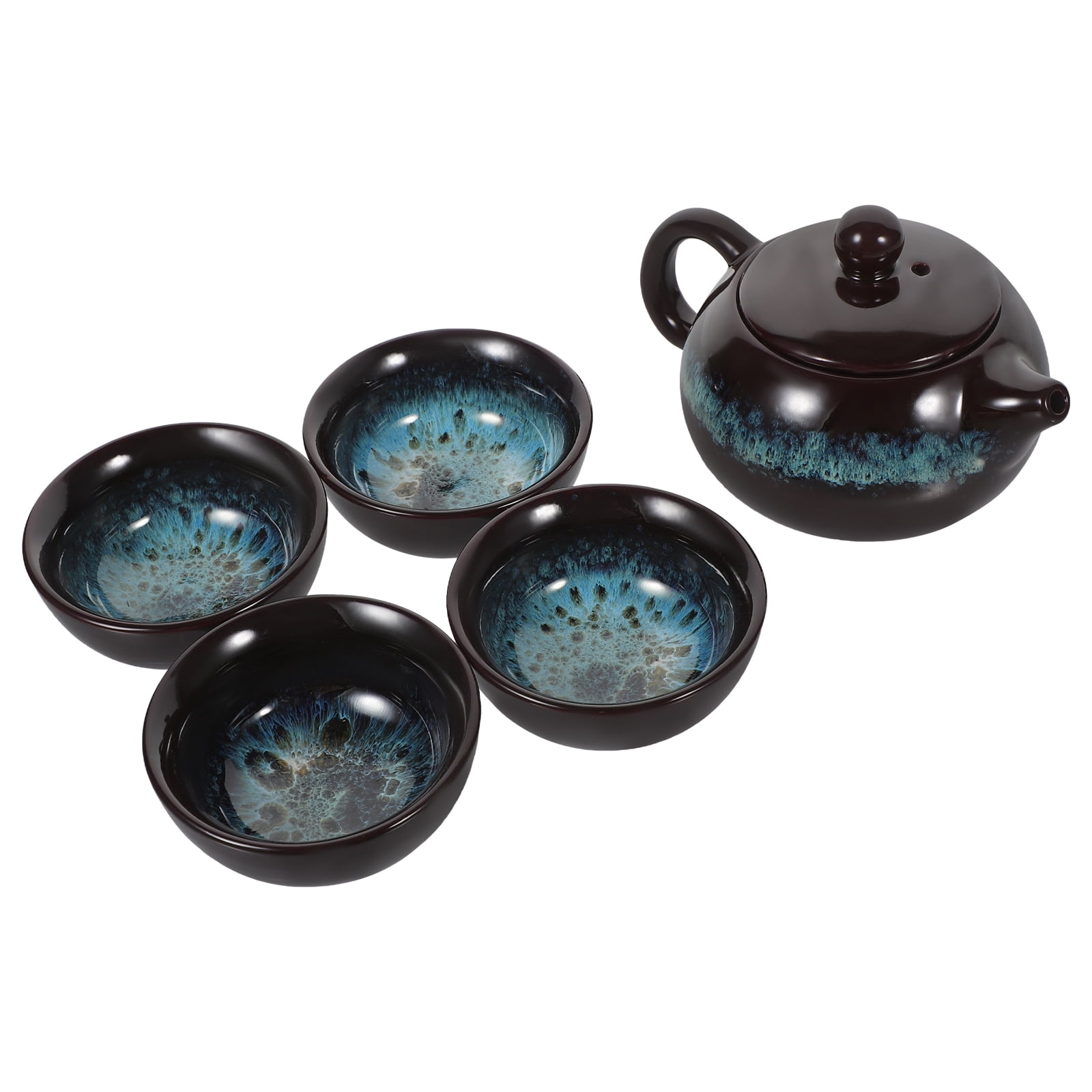 Kung Fu Tea Set Ceramic Serving Kit Teacups Multipurpose Alluvial Gold ...