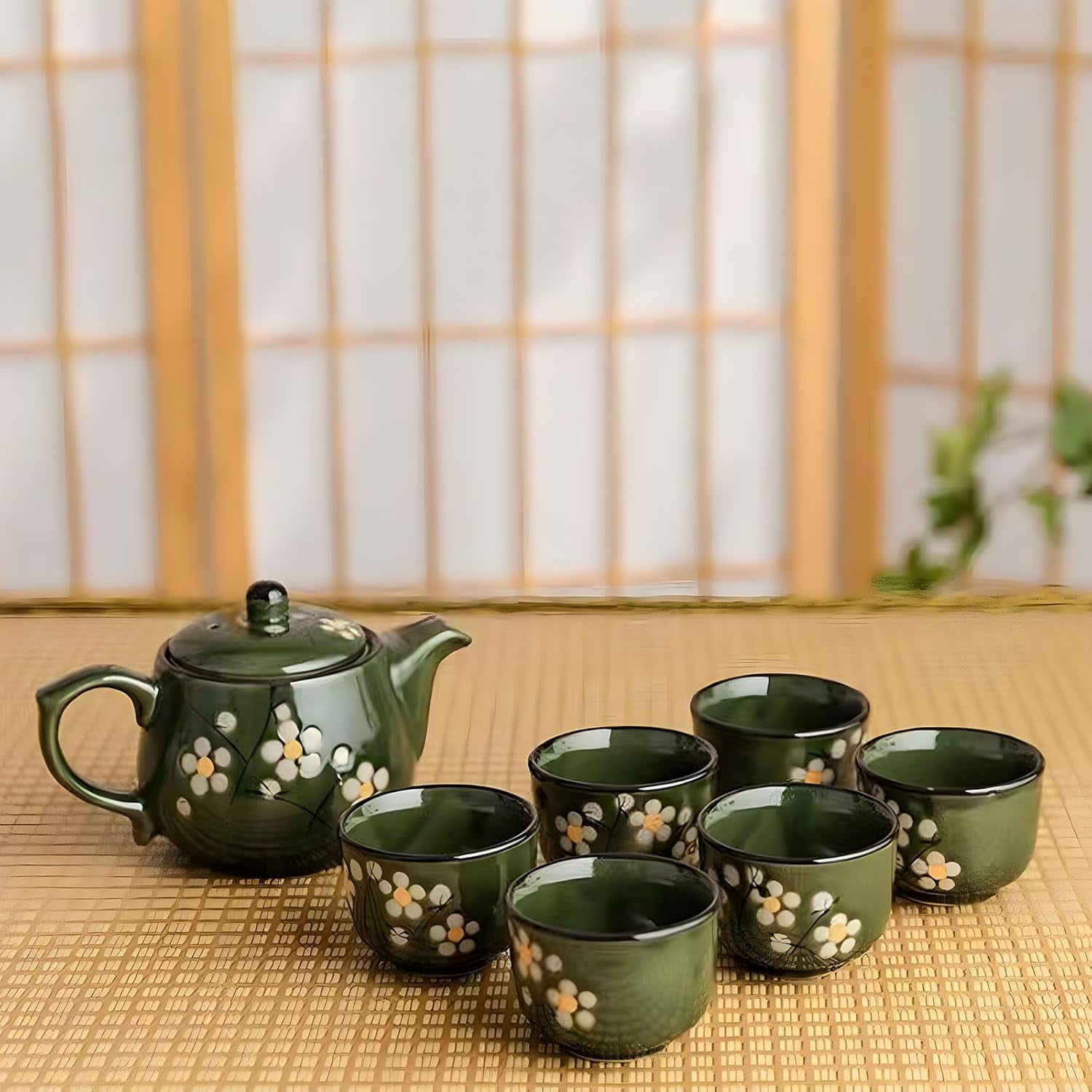 Kung Fu Tea Sets - Hand Drawn Plum Blossom Ceramic All in One Tea Set ...