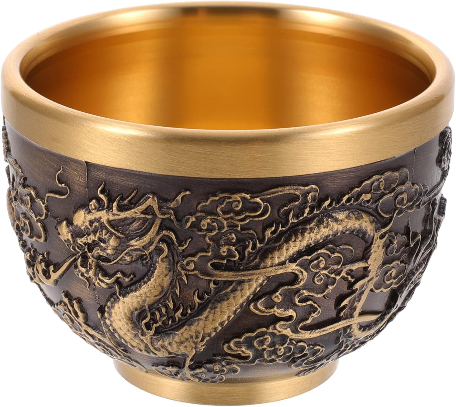 Kung Fu Teacups Chinese Copper Tea Cup Vintage Dragon Pattern Tea ...