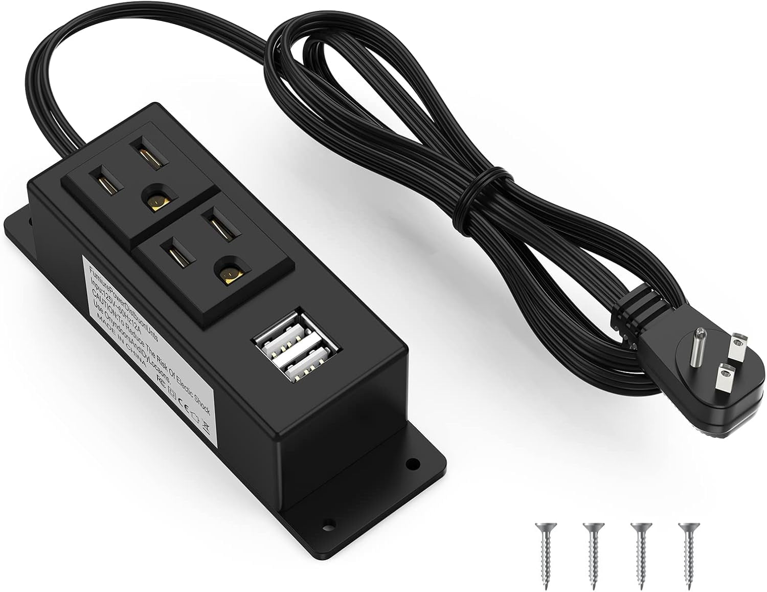 Kungfuking Surge Protector Power Strip Flat Plug Desk Power Grommet ...