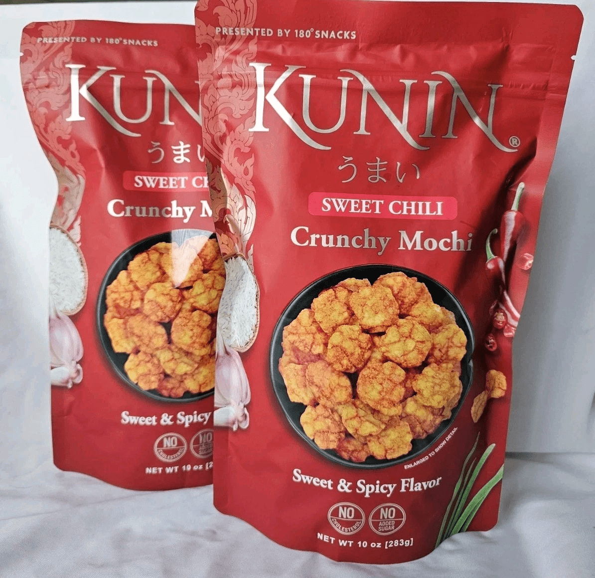 Kunin Rice Cruncy Mochi Sweet Chili Asian Rice Cracker Snack, 2 Bags ...
