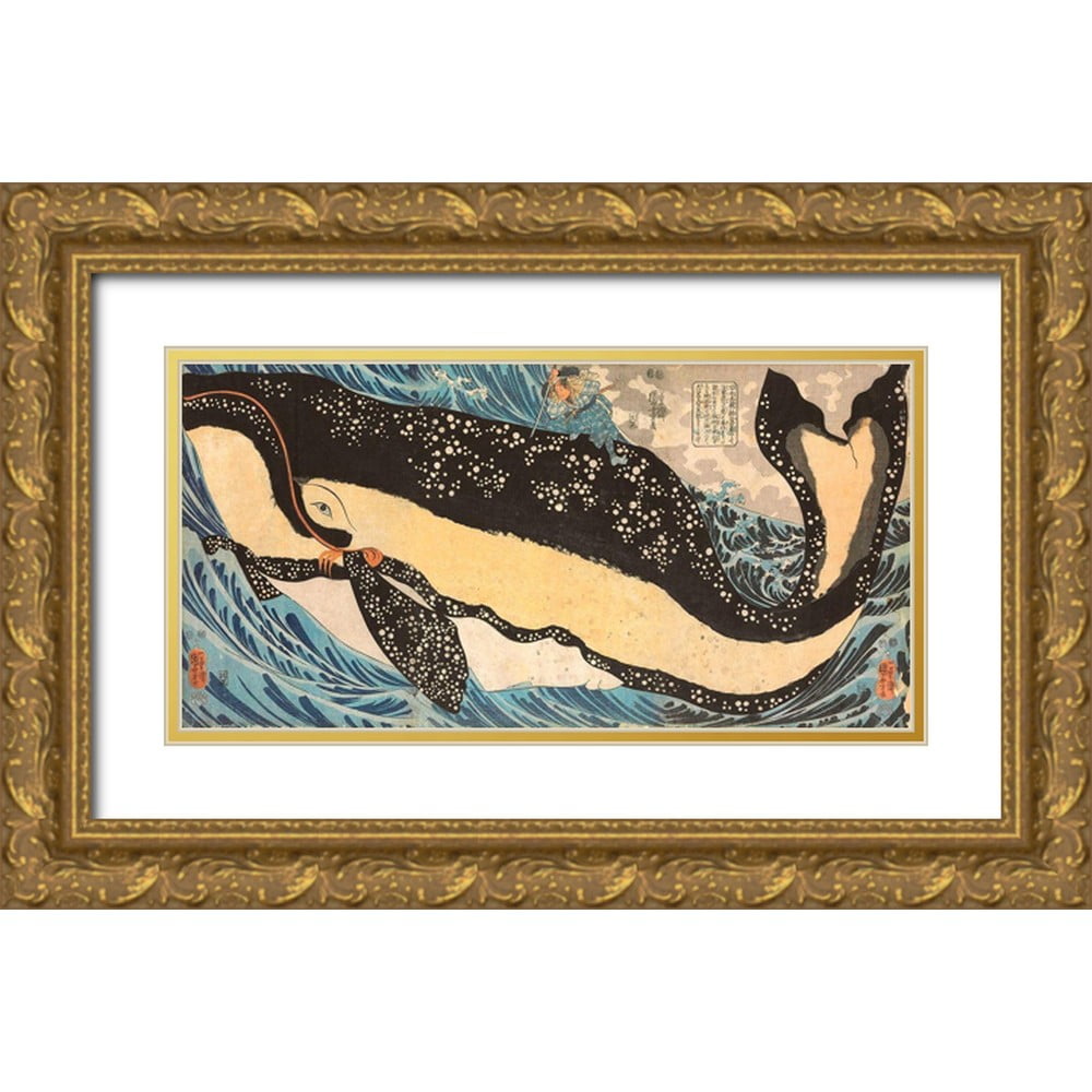 Kuniyoshi, Utagawa 24x14 Gold Ornate Wood Framed with Double Matting ...