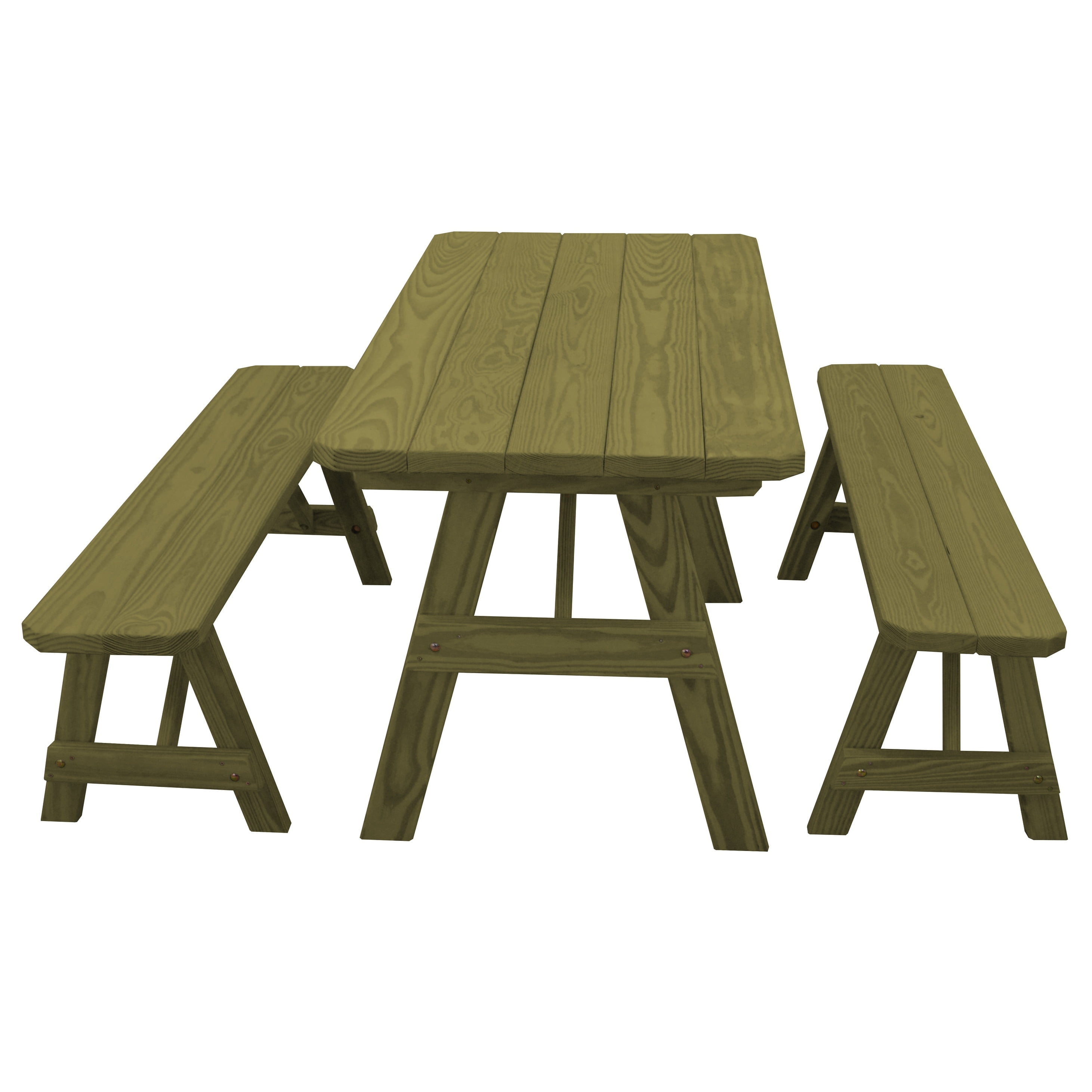 Kunkle Holdings, LLC Pine 5' Traditional Picnic Table with 2 Benches ...