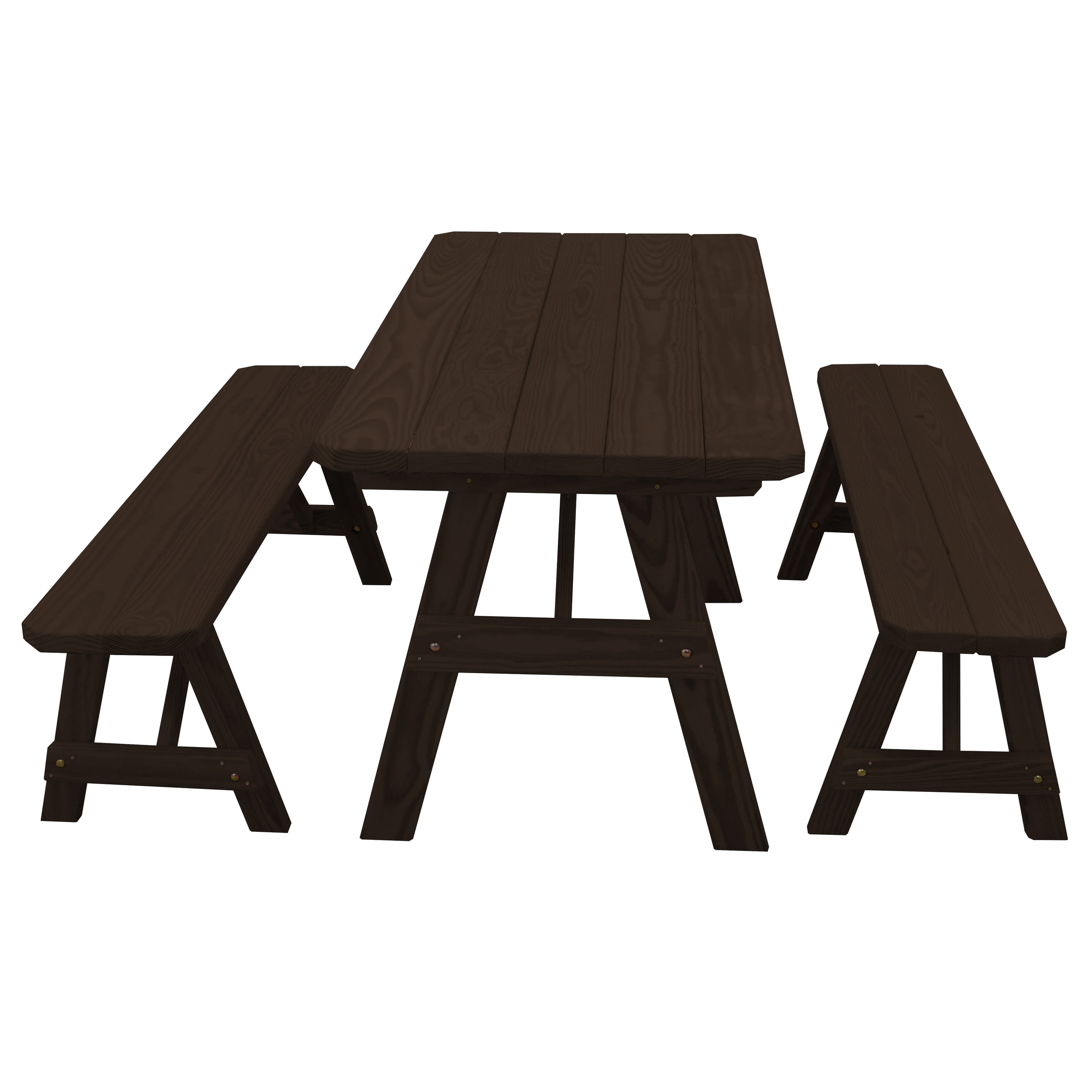 Kunkle Holdings, LLC Pine 5' Traditional Picnic Table with 2 Benches ...