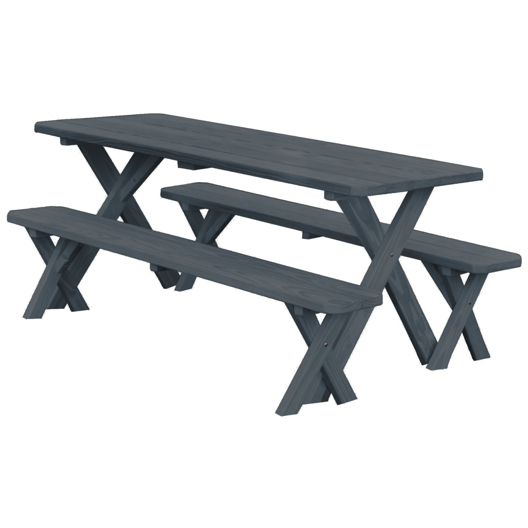 Kunkle Holdings, LLC Pine 6' Cross-Leg Picnic Table with 2 Benches ...