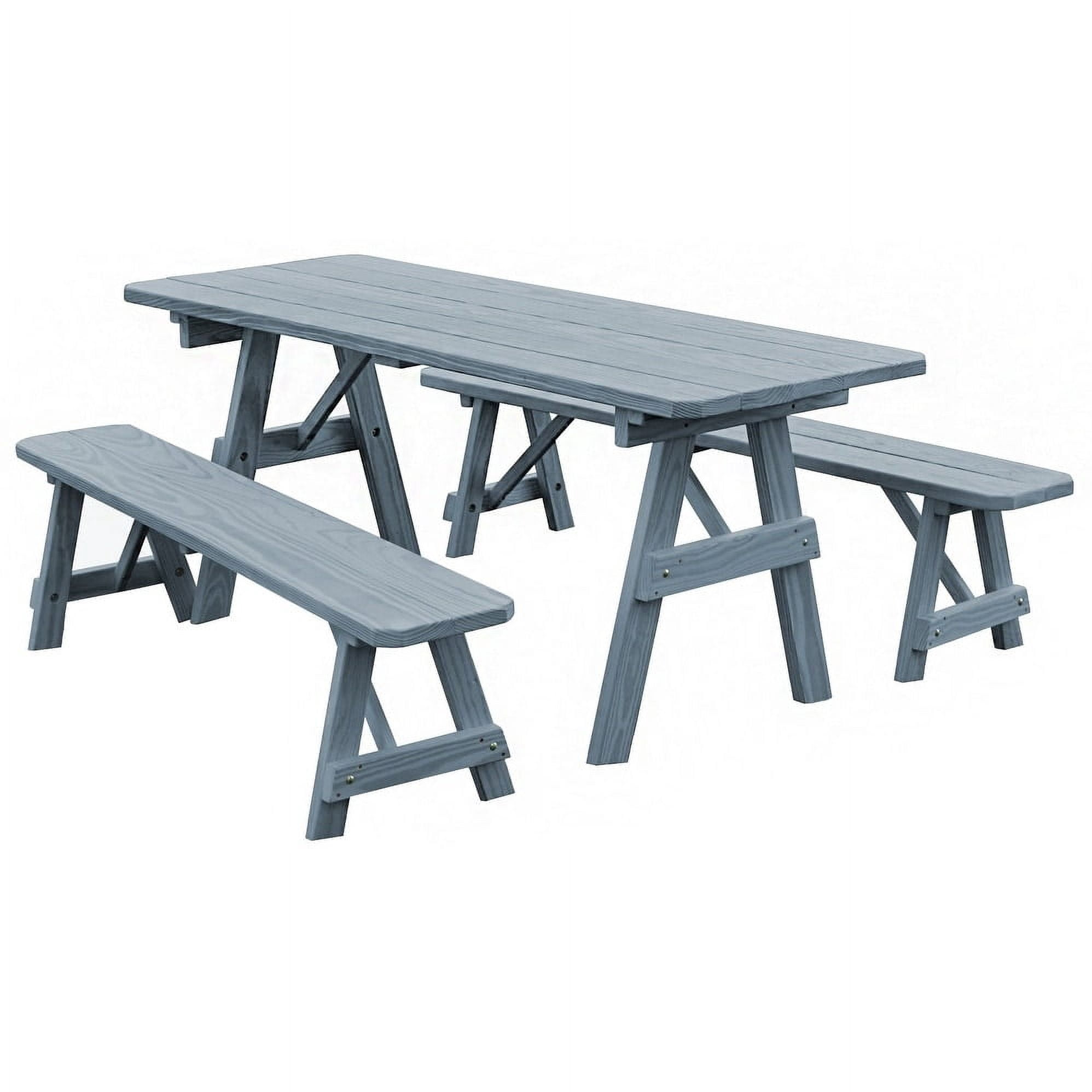 Kunkle Holdings, LLC Pine 6' Traditional Picnic Table with 2 Benches ...
