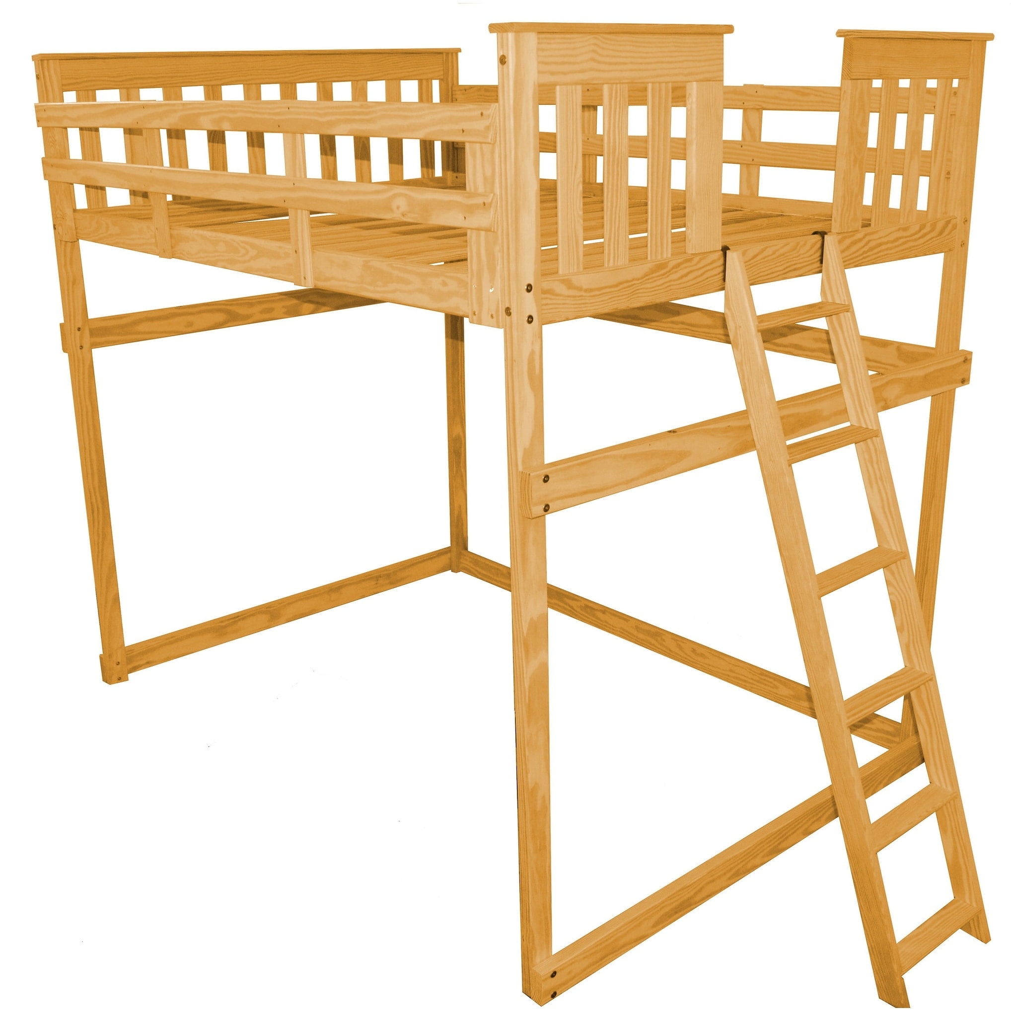 Kunkle Holdings LLC Pine Full Mission Loft Bed with End Ladder Honey ...