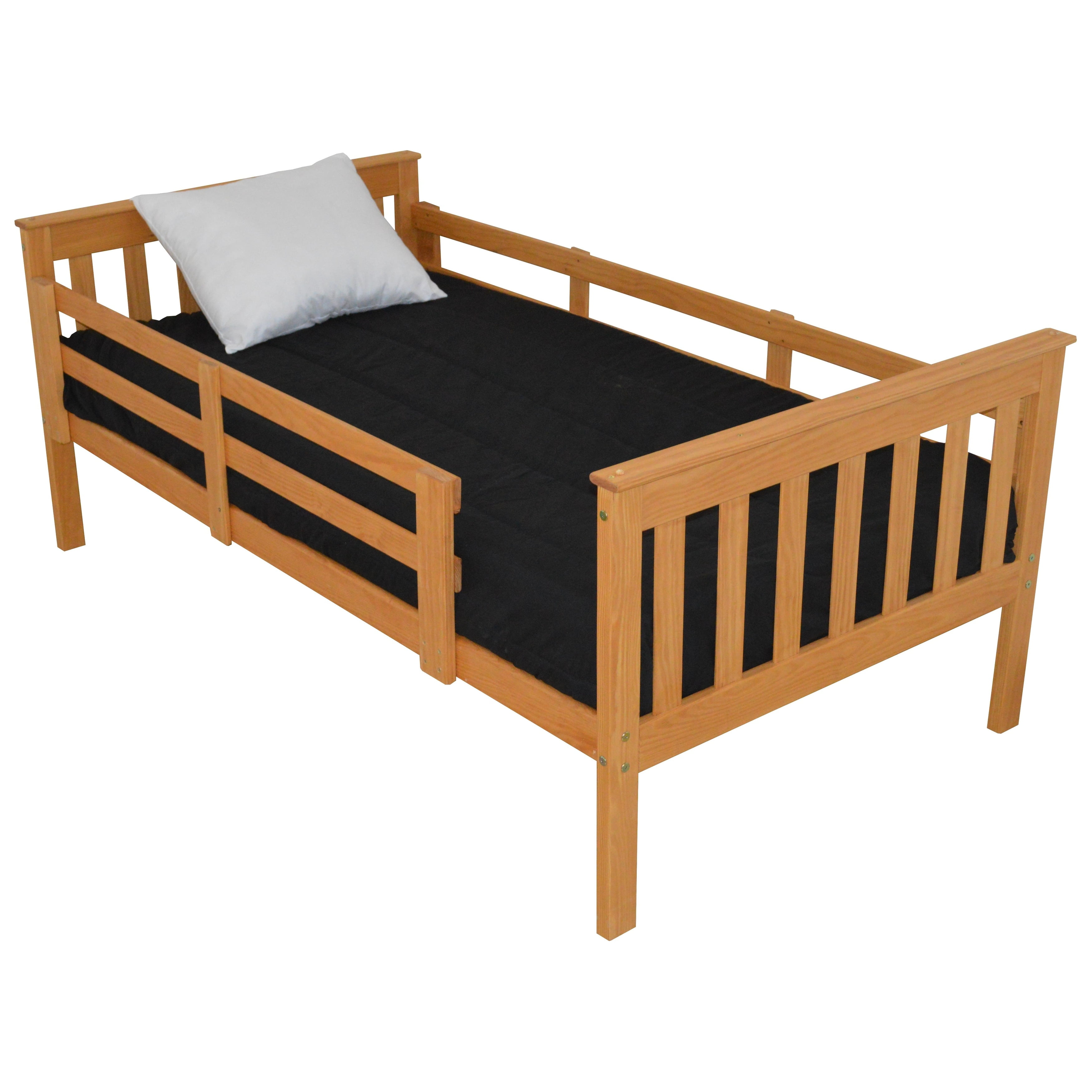 Kunkle Holdings LLC Pine Twin Mission Bed with Safety Rails Honey Stain ...